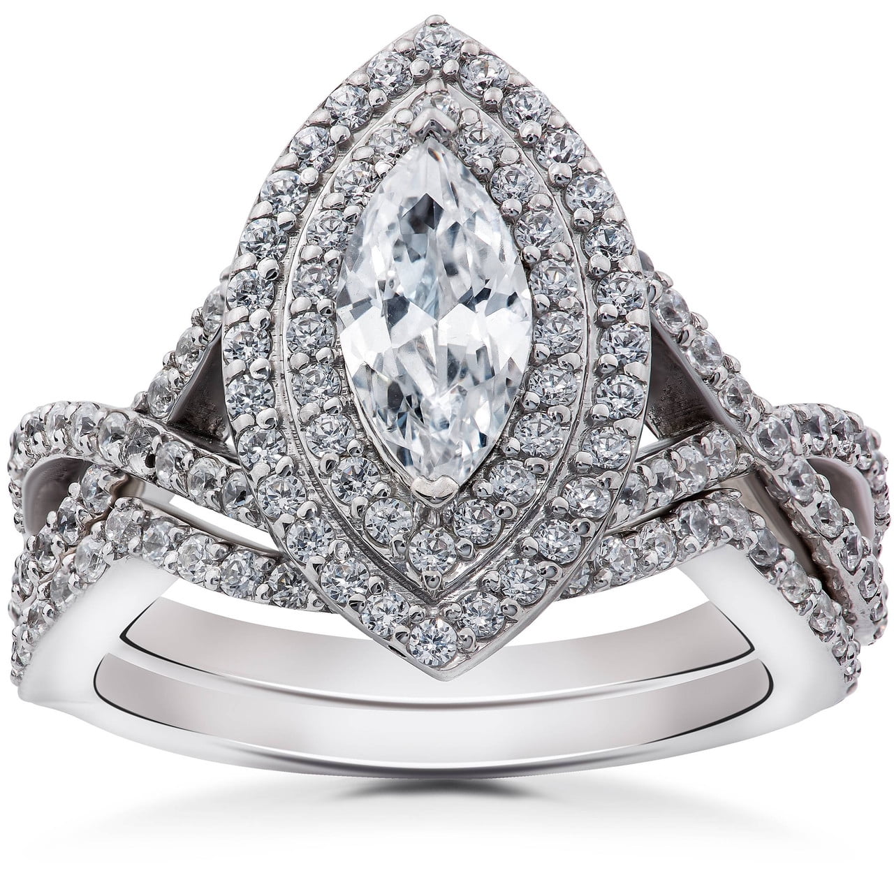 Cova Jewel 1.7 Ct Pear Cut Lab Created Diamond Engagement Ring - 14K White Gold Plated Ring ...