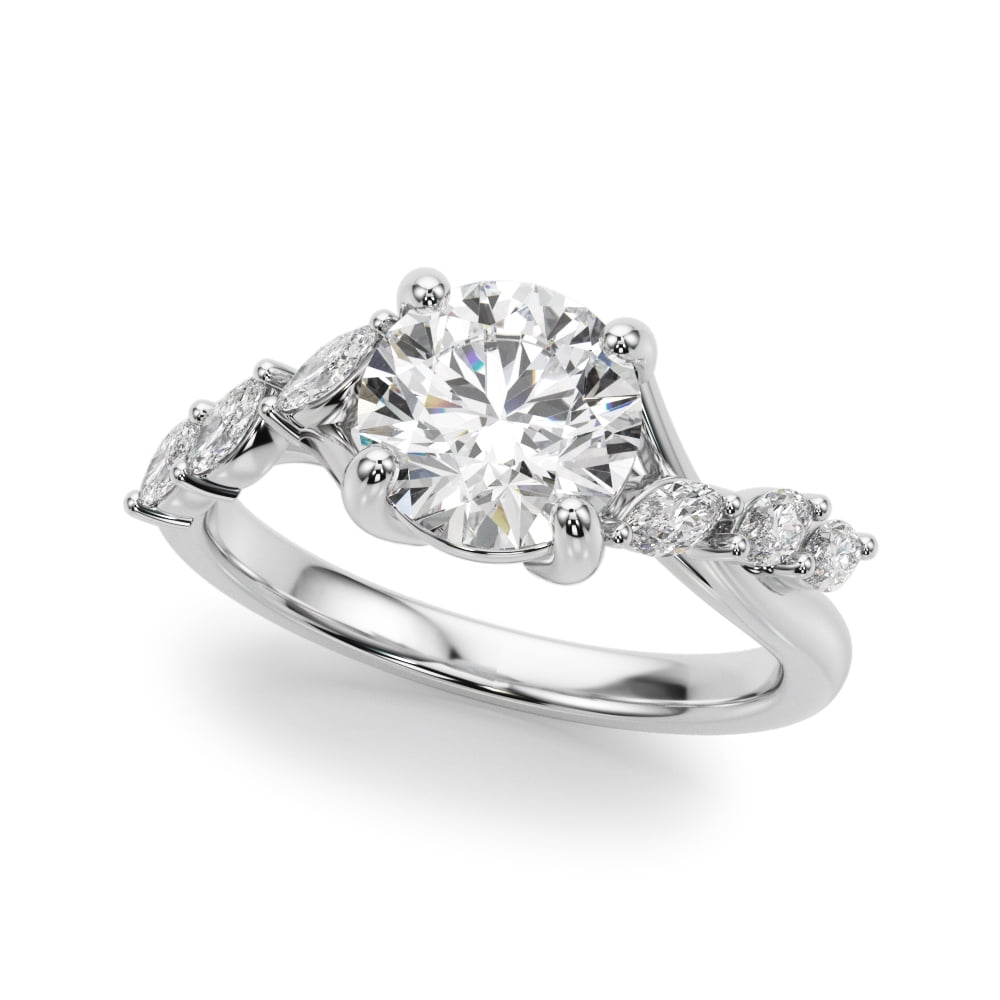 Cova Jewel 1 Ct Round Cut Engagement Ring - Solitaire with Marquise ...