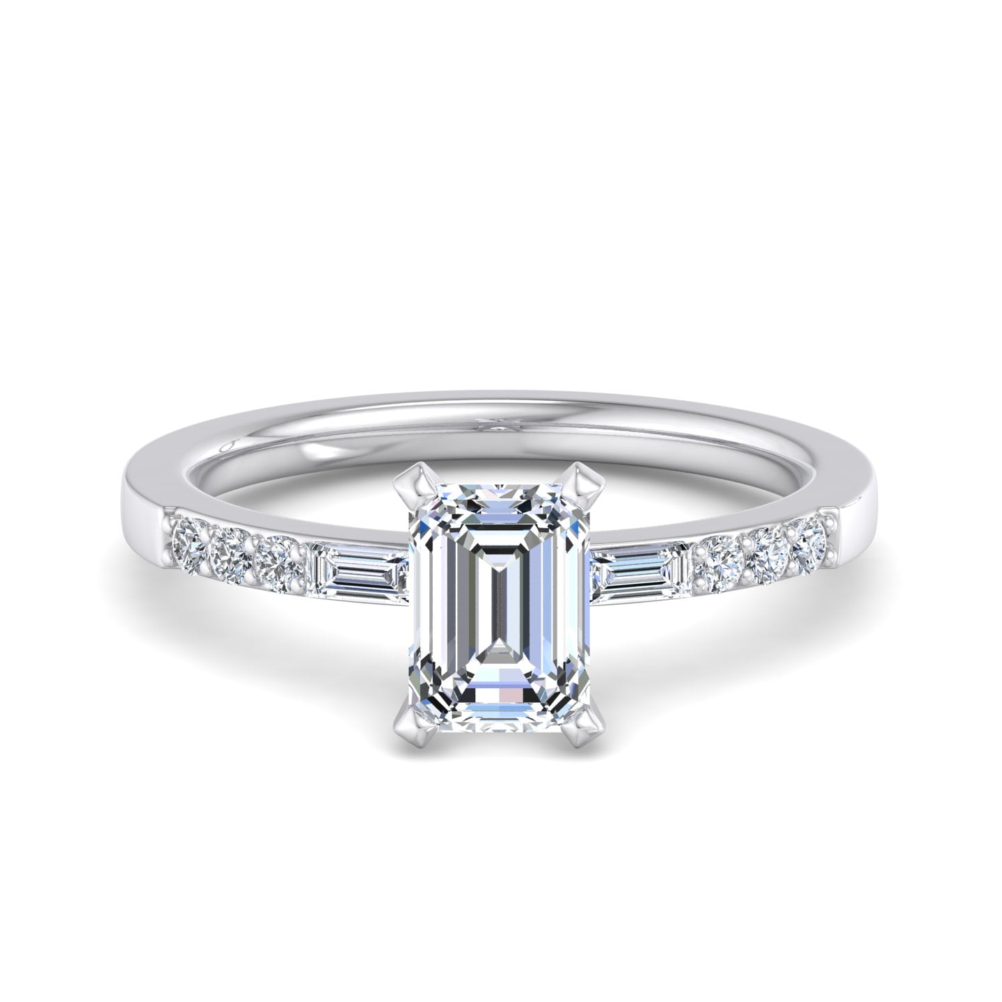 Cova Jewel 14K White Gold Over 1.4 Ct Emerald Cut Engagement Ring ...