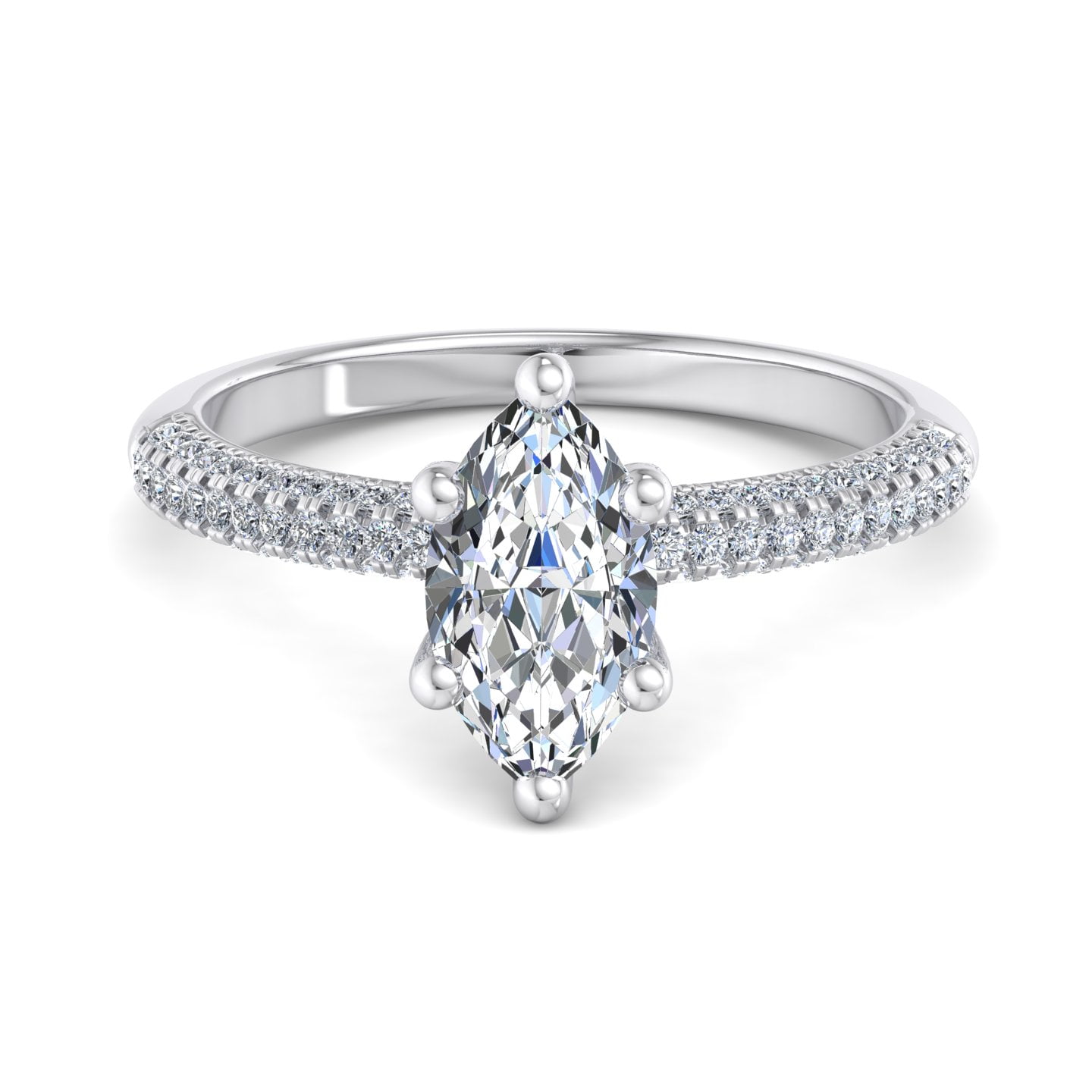 Cova Jewel 14K White Gold Over Ring - 1.4 Ct Marquise Lab Created Diamond Wedding Ring for Women ...