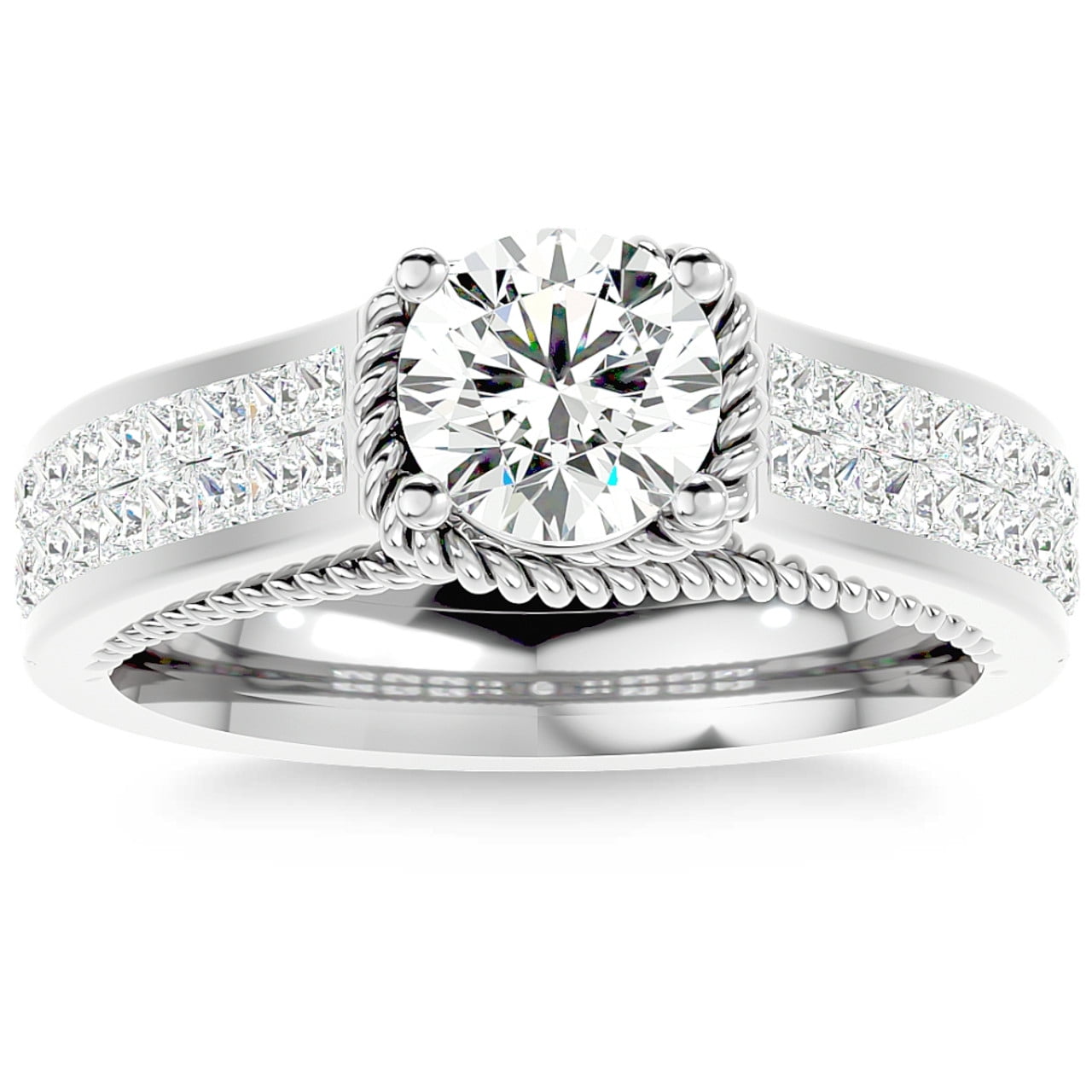 Cova Jewel 14K White Gold Plated Ring - 1.9 Ct Asscher Cut Lab Created Diamond Engagement Ring ...