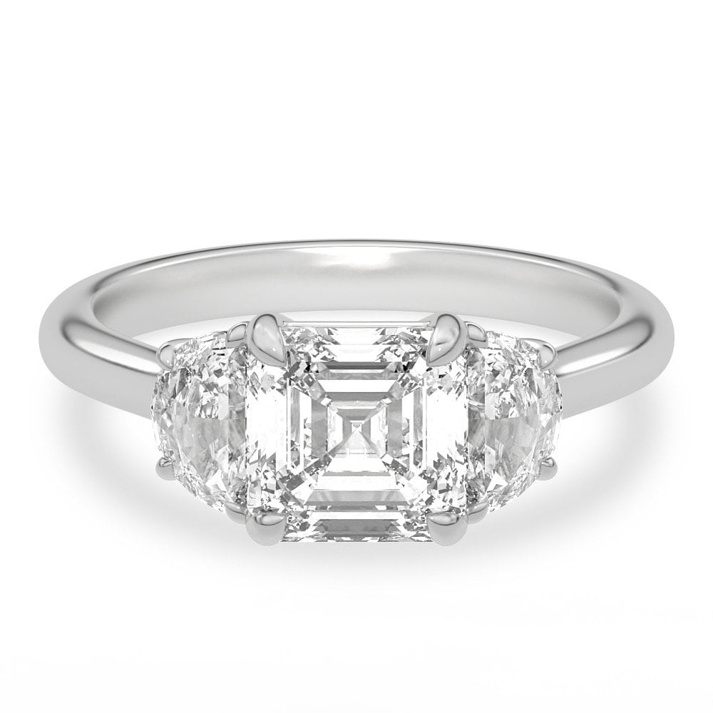 Cova Jewel Asscher Cut Solitaire Rings - 14K White Gold Over 1.8 Ct Lab ...
