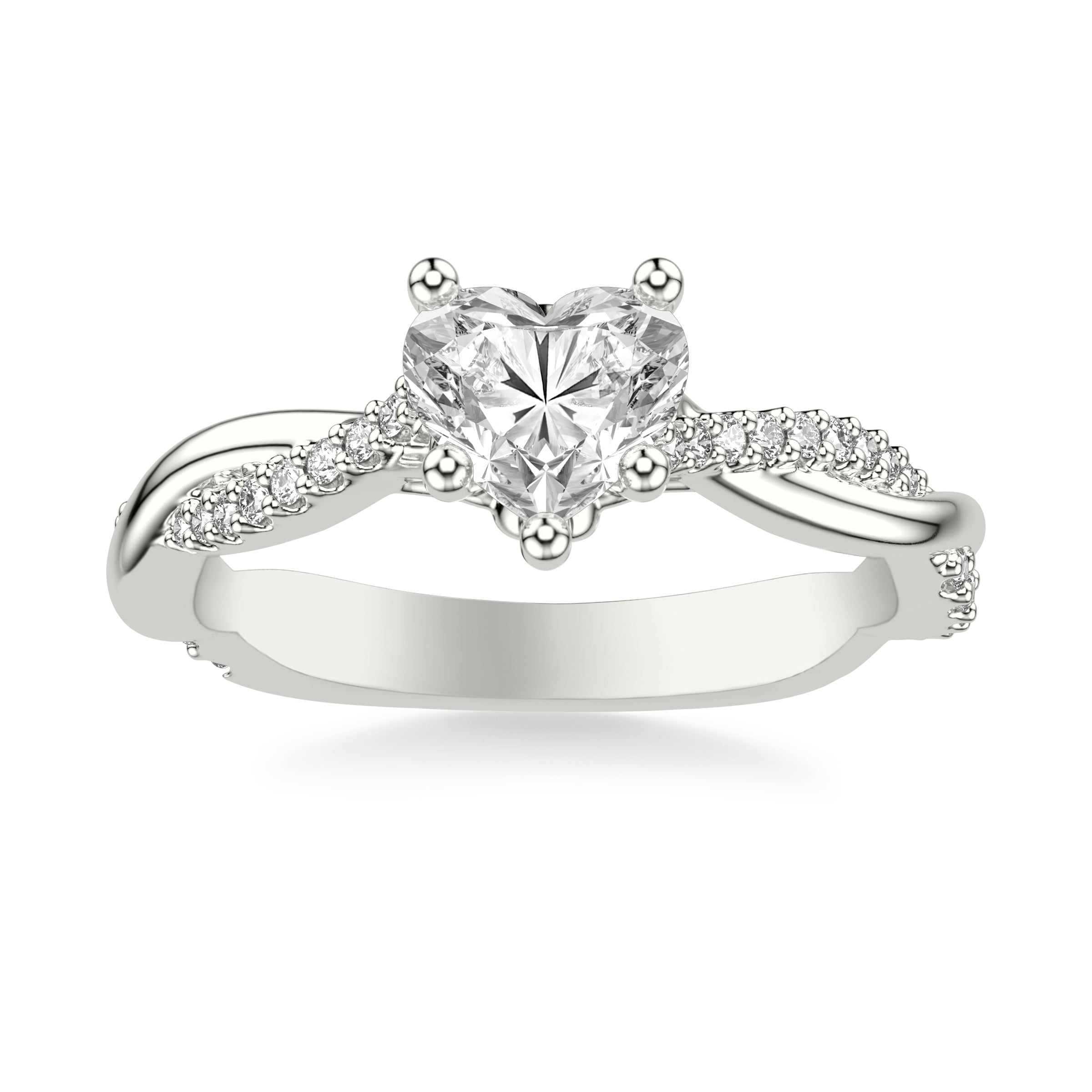 Cova Jewel Classic 2 Ct Heart Cut Diamond Ring - Lab Created Diamond Ring - 14K White Gold Over ...