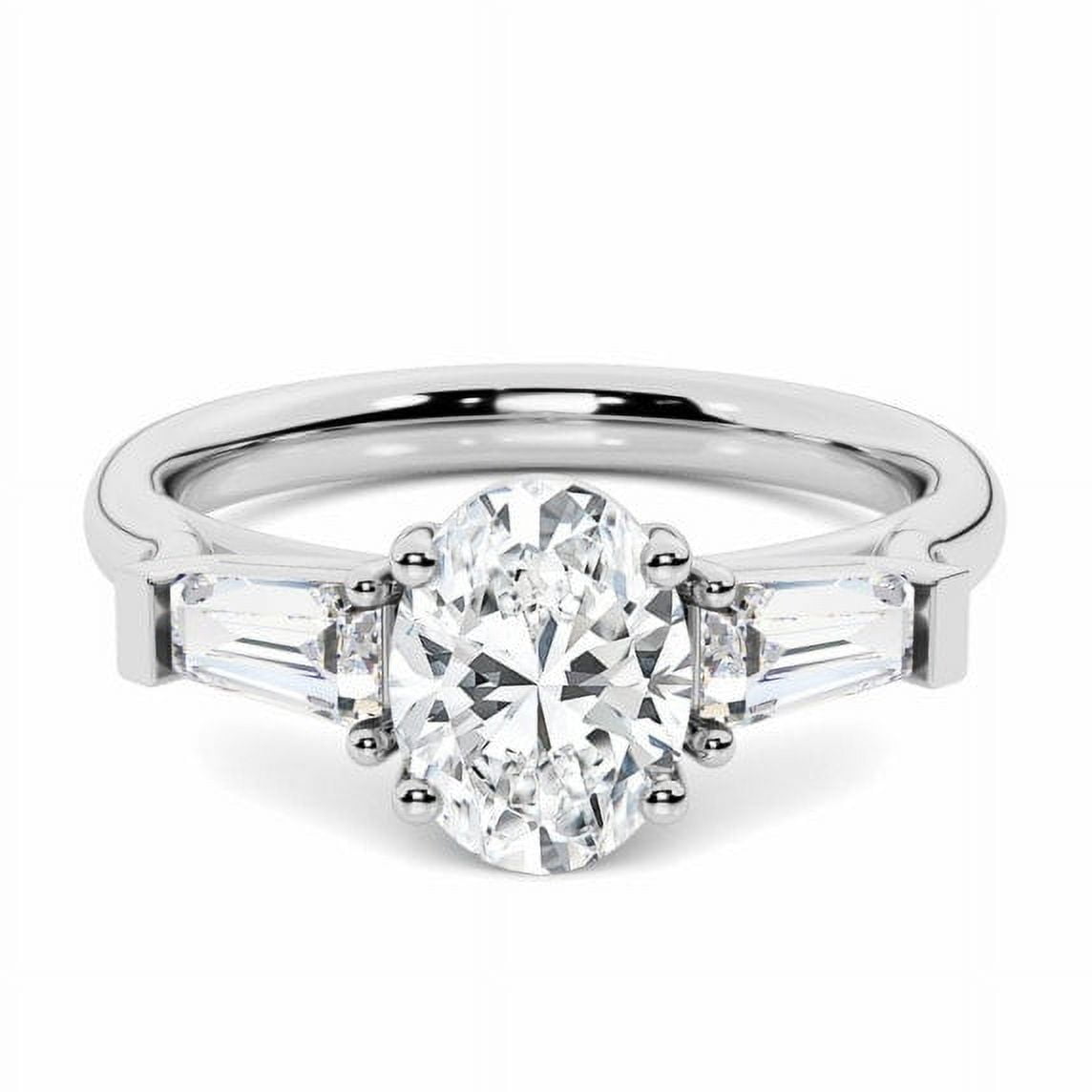 Cova Jewel Elegant Three Stone Ring - 2 Ct Oval Cut Lab Created Diamond Engagement Ring for ...