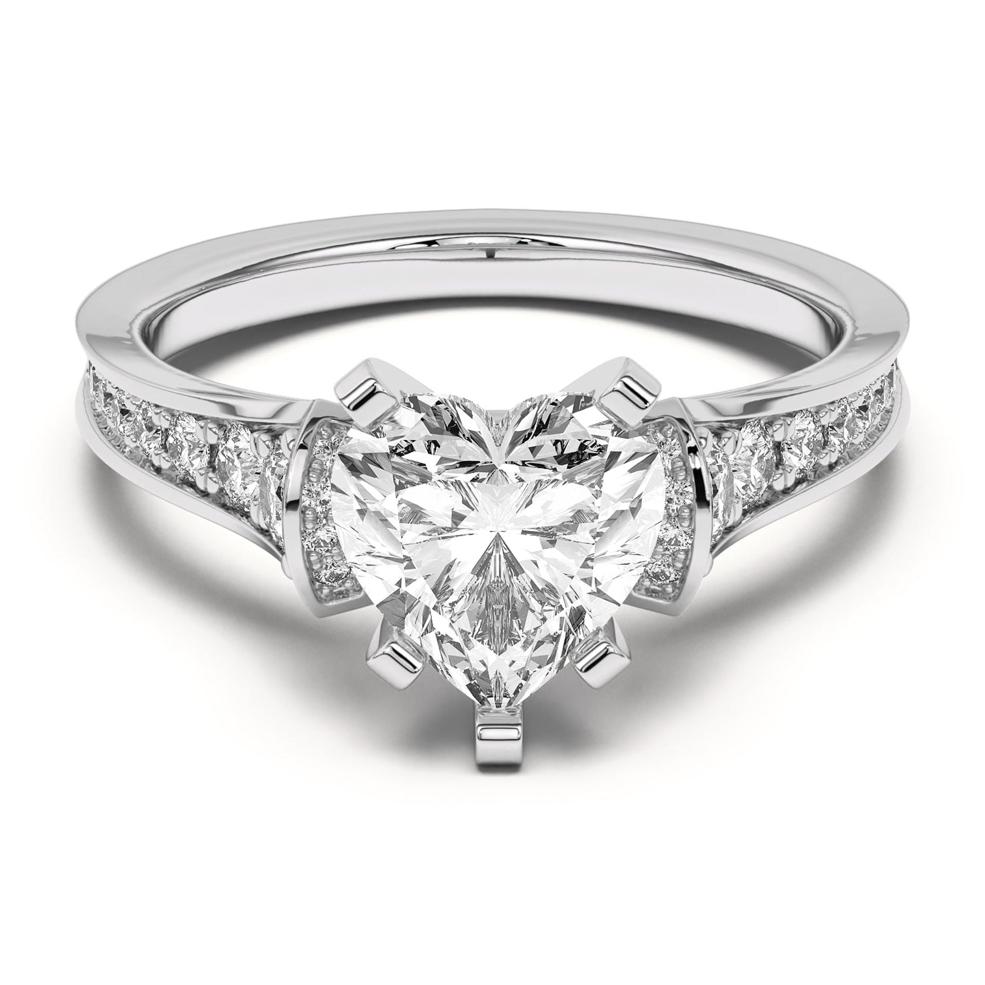 Cova Jewel Lab Created 1.8 Ct Heart Cut Solitaire with Accents Diamond ...