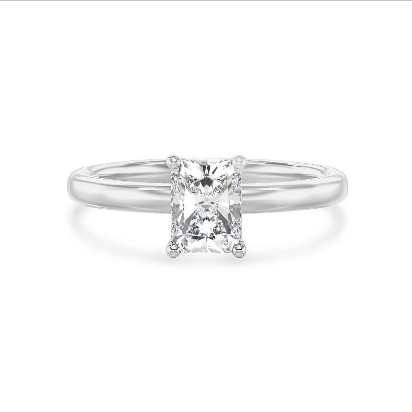 Cova Jewel Radiant Cut Lab Created Diamond Ring - 14K White Gold Over ...