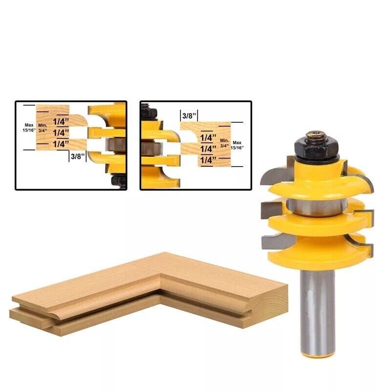 Cove Stile and Rail Router Bit Set - 1/2" Shank Stacked Cabinet Door ...