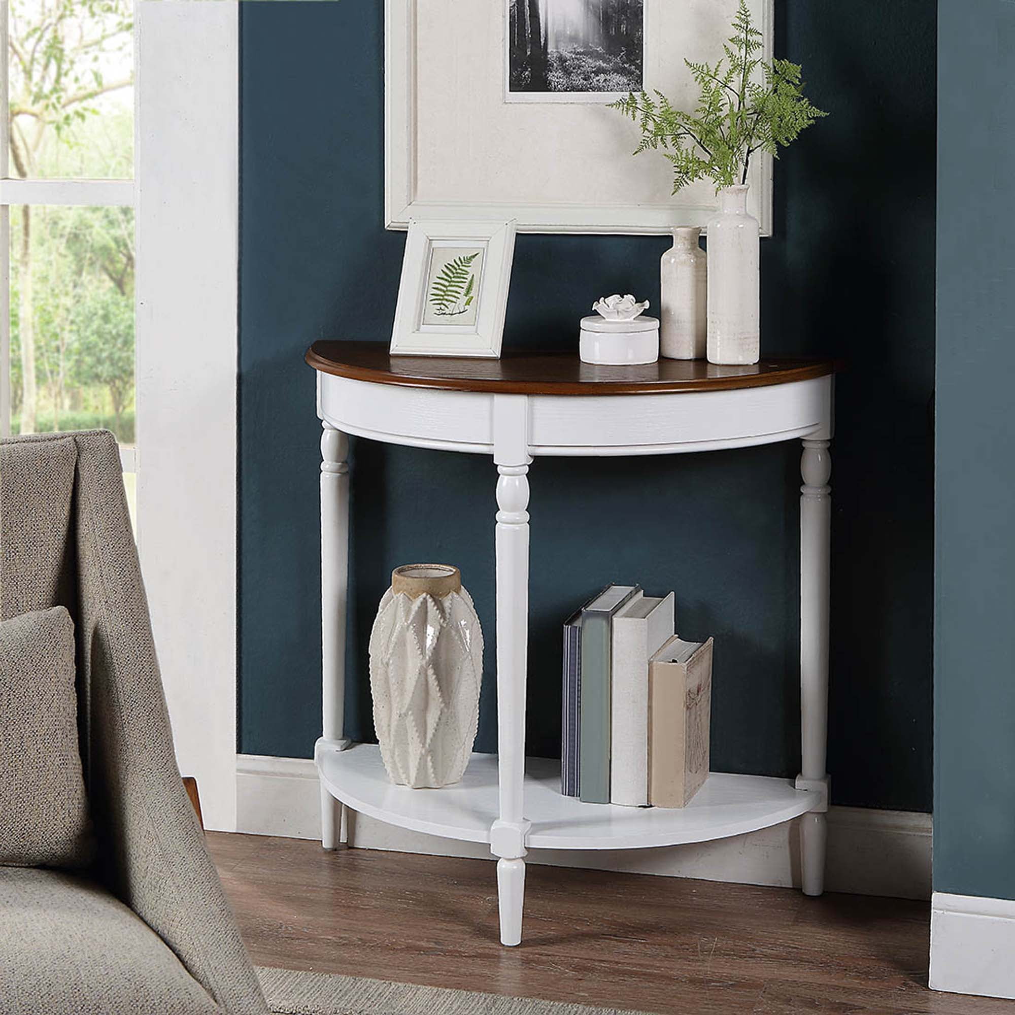 Covenience Concepts French Country Half-Round Entryway Table with Shelf ...
