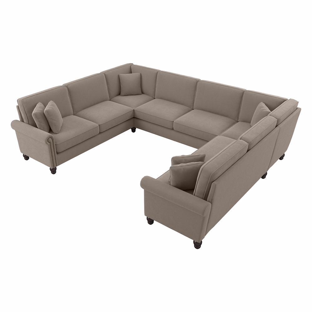 Coventry 125W U Shaped Sectional Couch in Tan Microsuede - Walmart.com