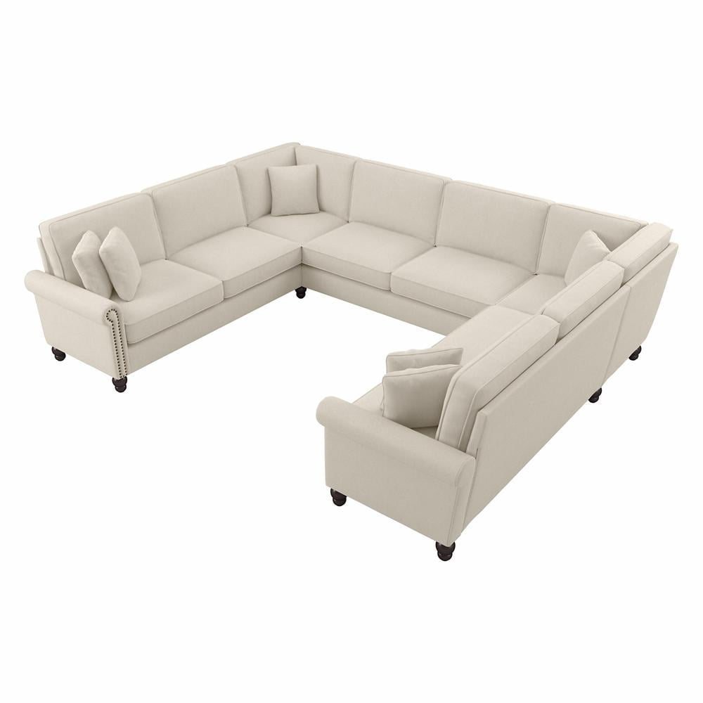 Coventry 125W U Shaped Sectional in Cream Herringbone Fabric - Walmart.com