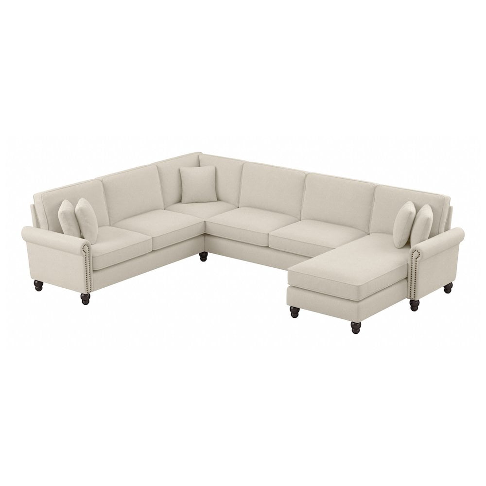 Coventry 128W U Shaped Sectional Couch with Reversible Chaise in Cream ...