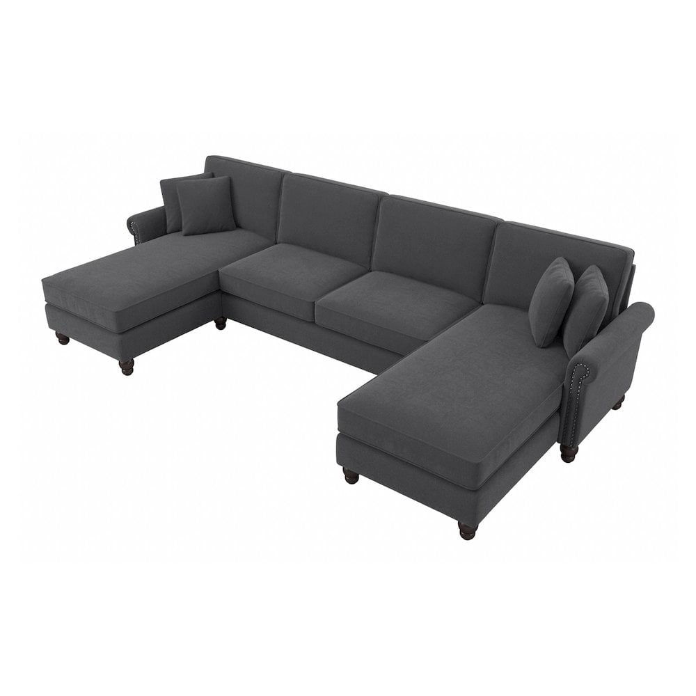Coventry 131W Sectional Couch with Double Chaise Lounge in Charcoal ...