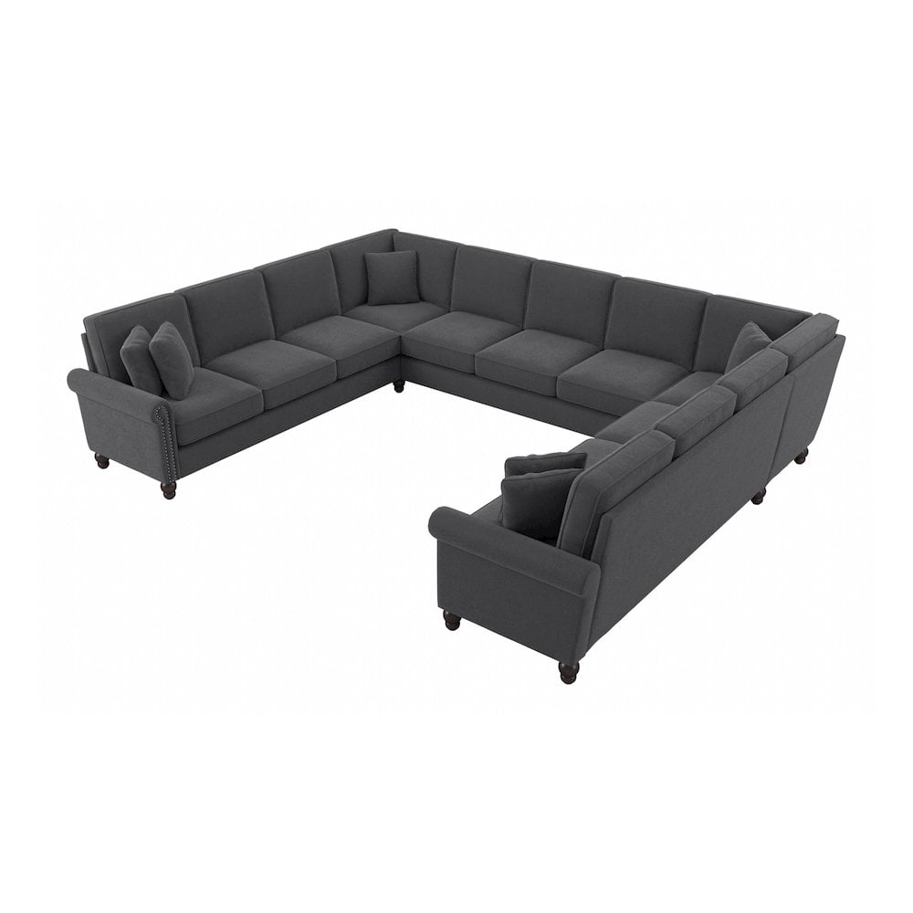 Coventry 137W U Shaped Sectional Couch in Charcoal Gray Herringbone ...