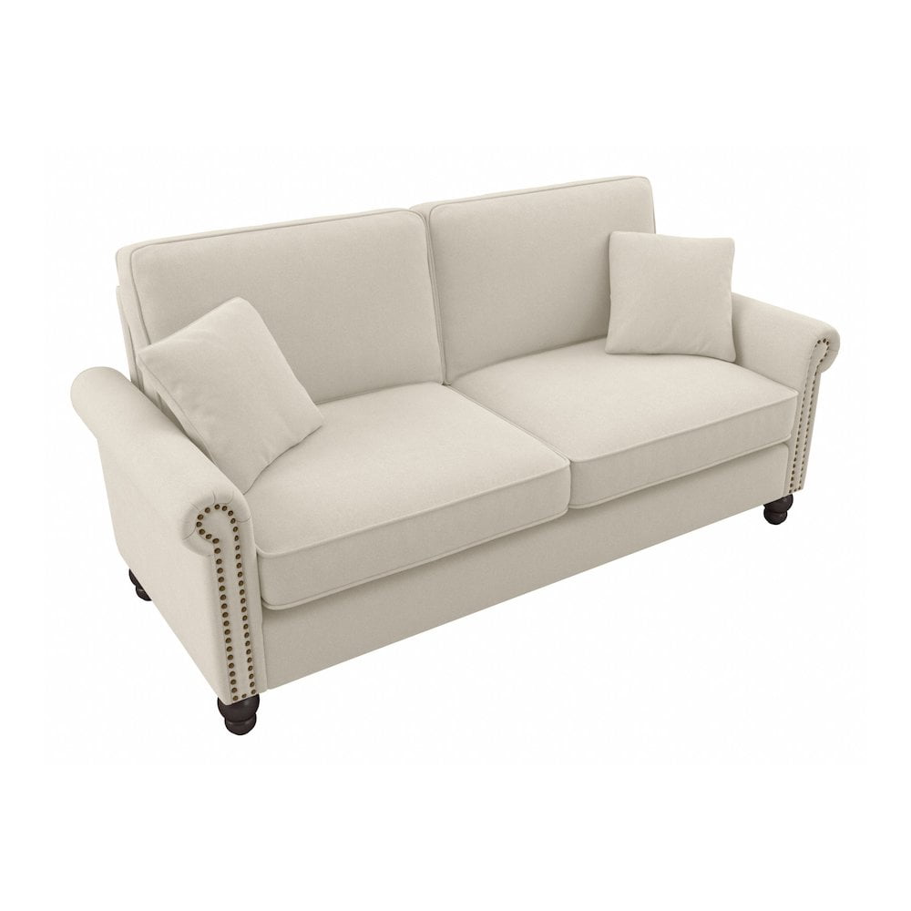 Bush Furniture Coventry 73W Small Sofa, Cream Herringbone Fabric ...