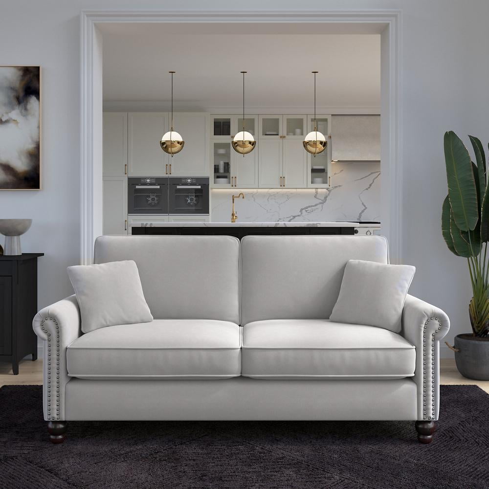 Coventry 73W Sofa in Light Gray Microsuede - Walmart.com