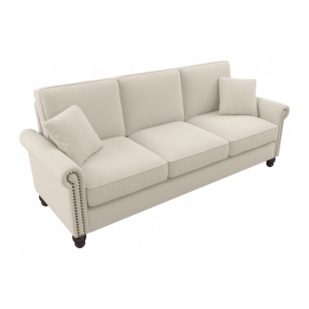Bush Furniture Coventry 85W Sofa, Cream Herringbone Fabric, Durable ...