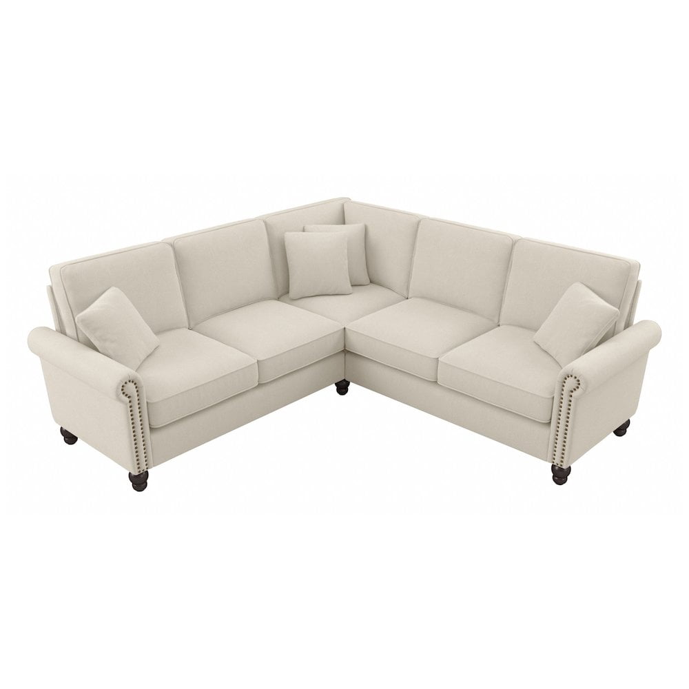 Coventry 87W L Shaped Sectional Couch in Cream Herringbone Fabric ...