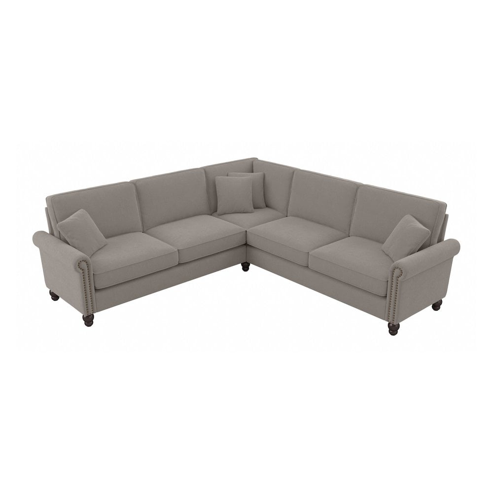 Coventry 99W L Shaped Sectional Couch in Beige Herringbone Fabric ...