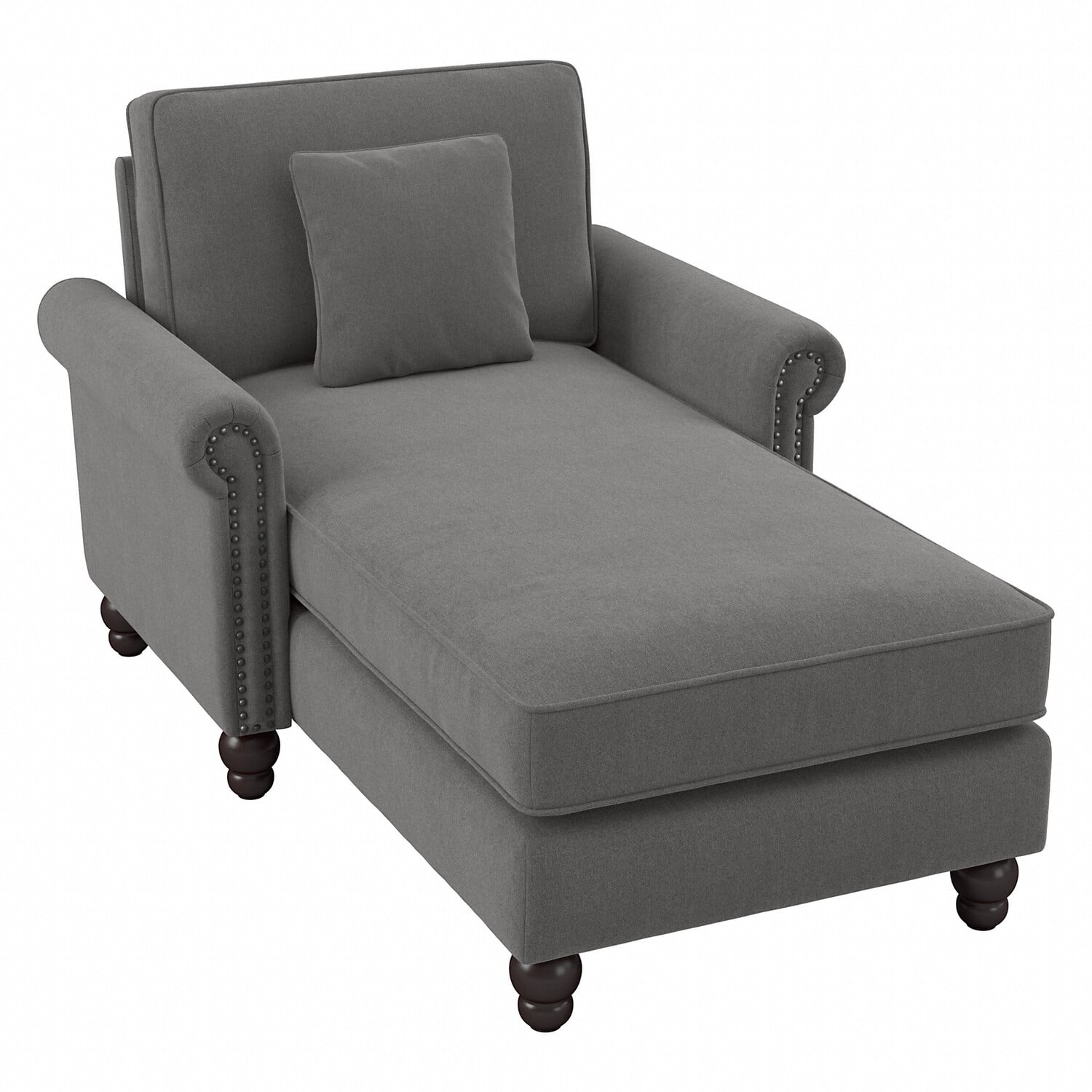Coventry Chaise with Arms in French Gray Herringbone Fabric - Walmart.com