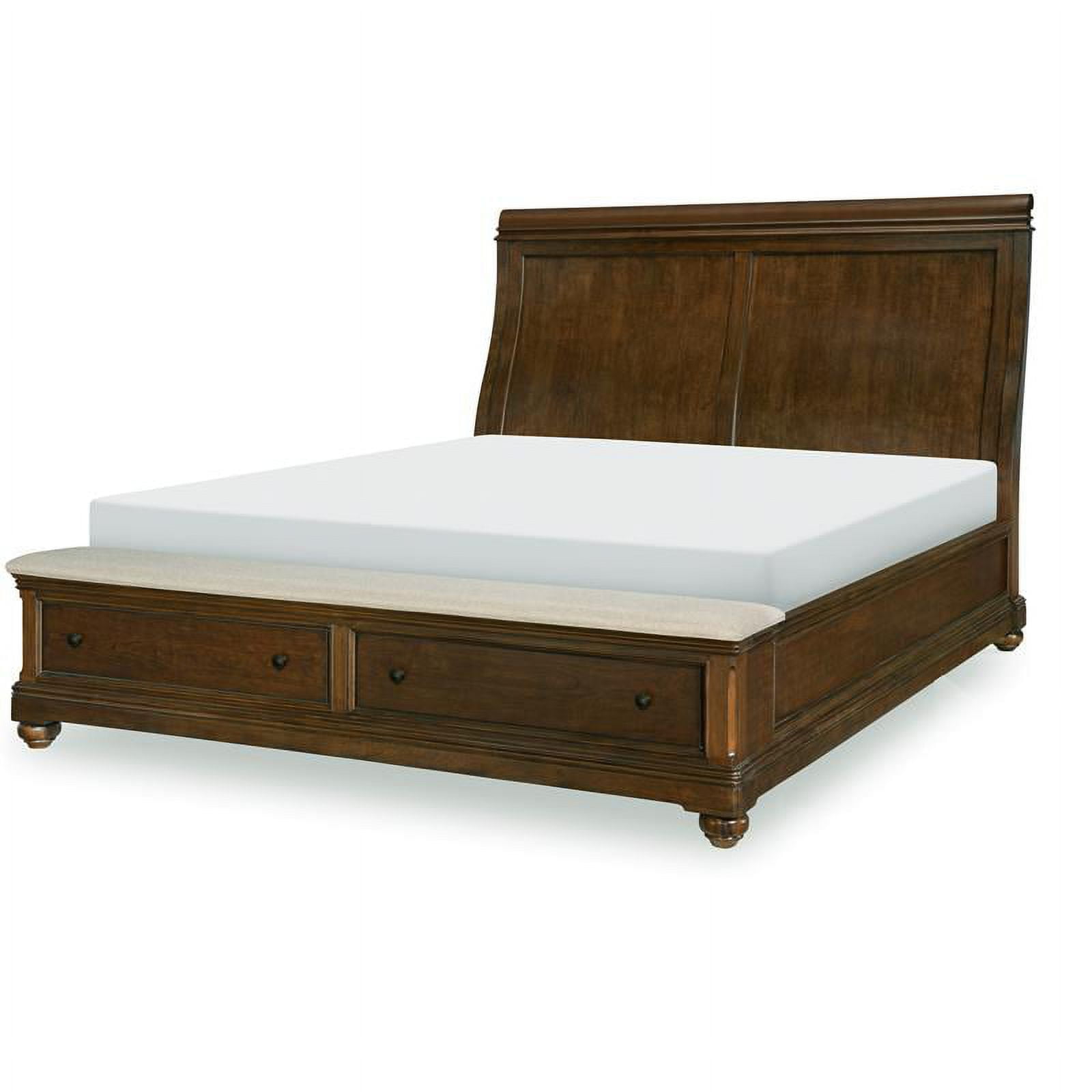 Coventry Queen Sleigh Bed with Uph. Storage Footboard in Classic Cherry ...