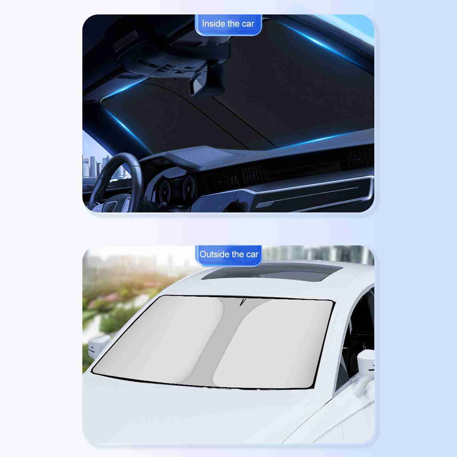 Cover Car Windshield Sun Shade, Foldable Titanium Silver Sun Blocker ...