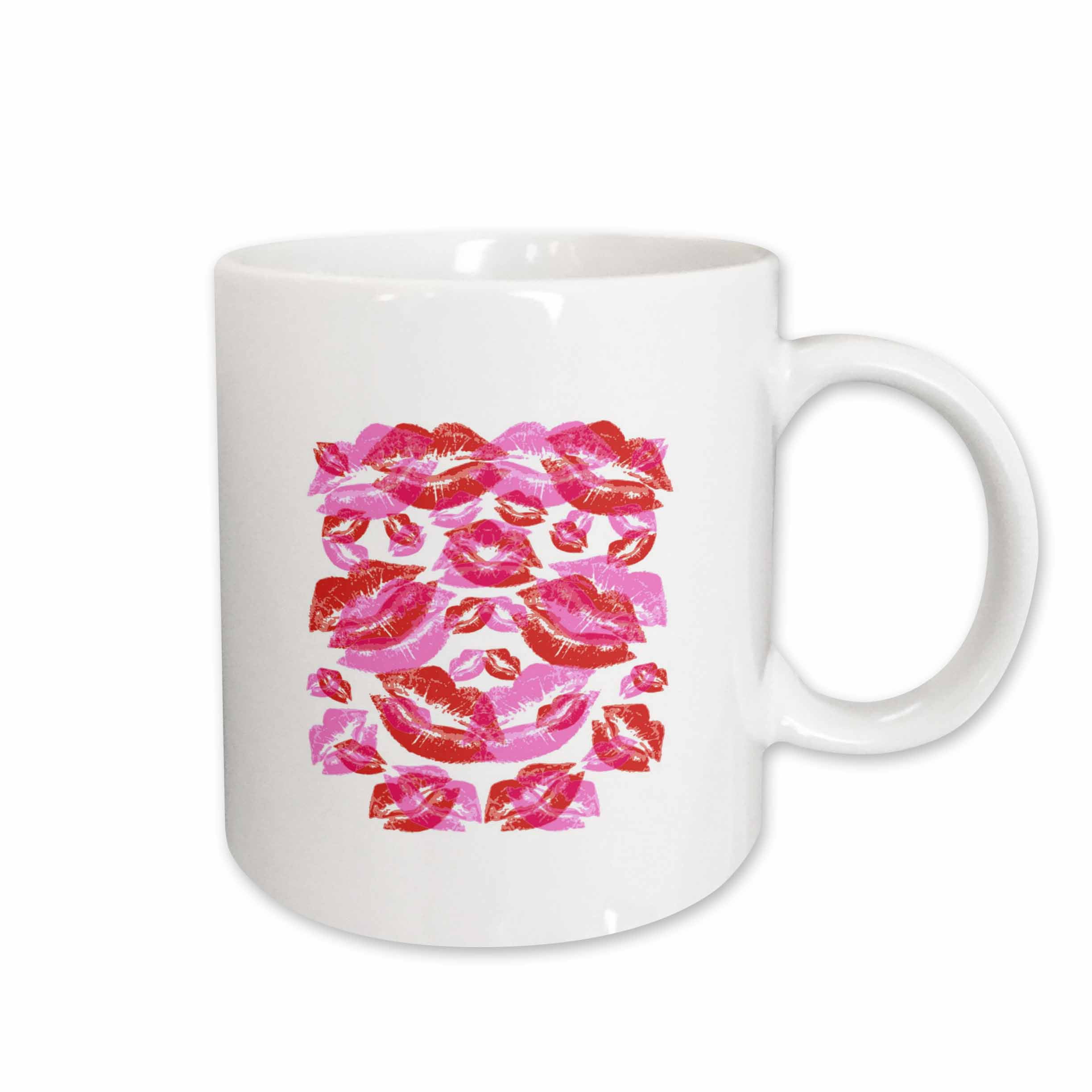 3drose, Cover Me in Lipstick Kisses Red and Purple Lipstick, 15oz Mug ...