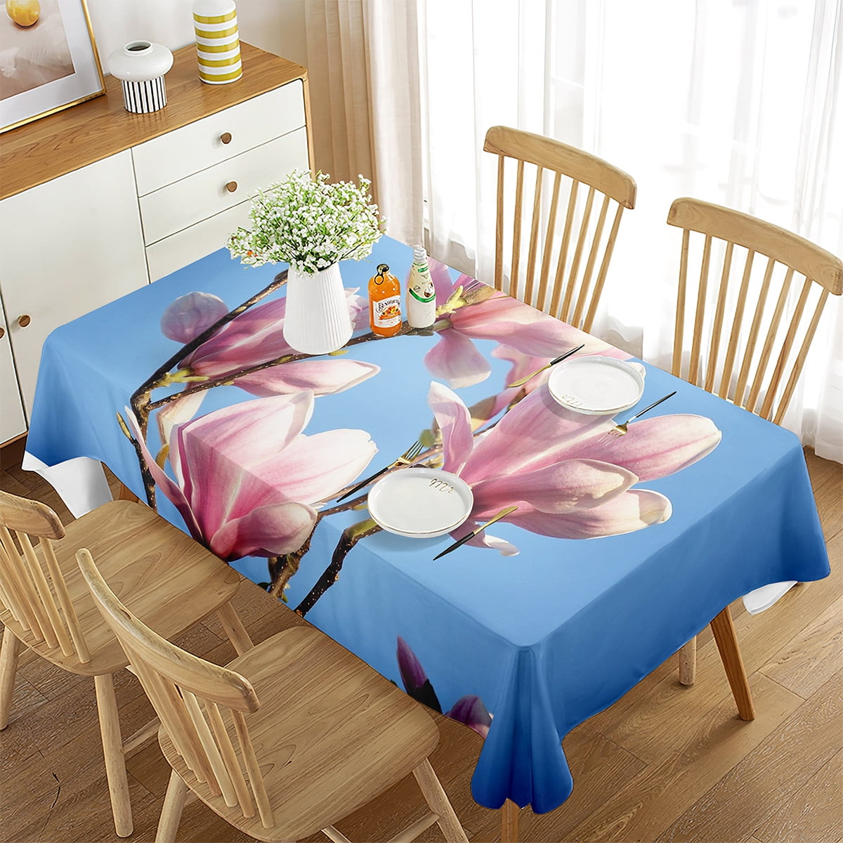 Cover Table Rectangular Print Flowers Meadow Country Colors Pastel Soft ...