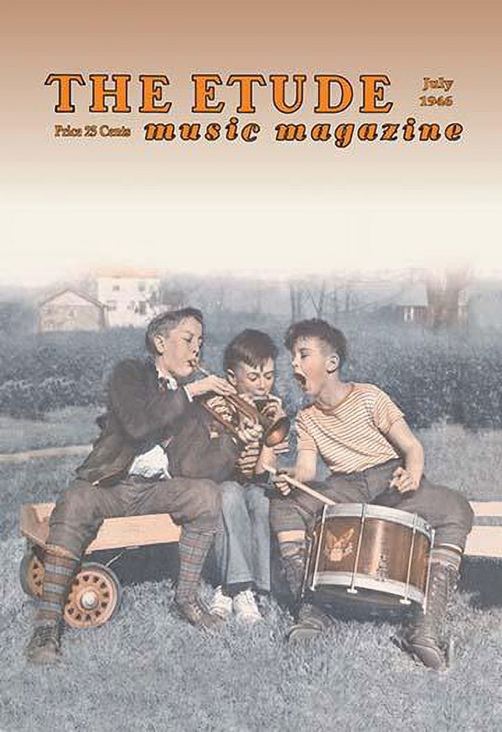Cover to The Etude Music Magazine July 1946 showing three boys making ...