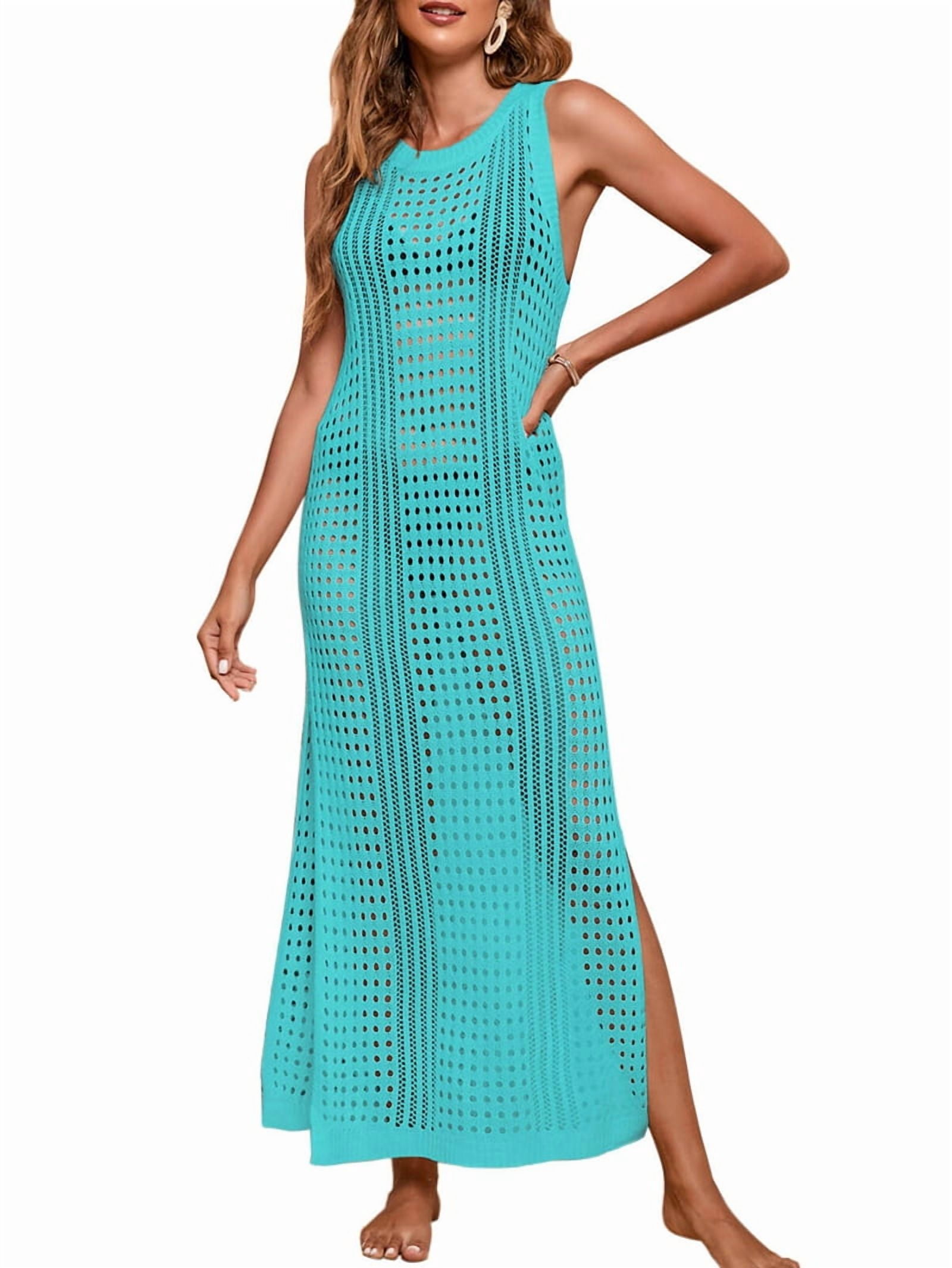 Cover Ups for Swimwear Women Casual See Through Crochet Mesh Bathing ...