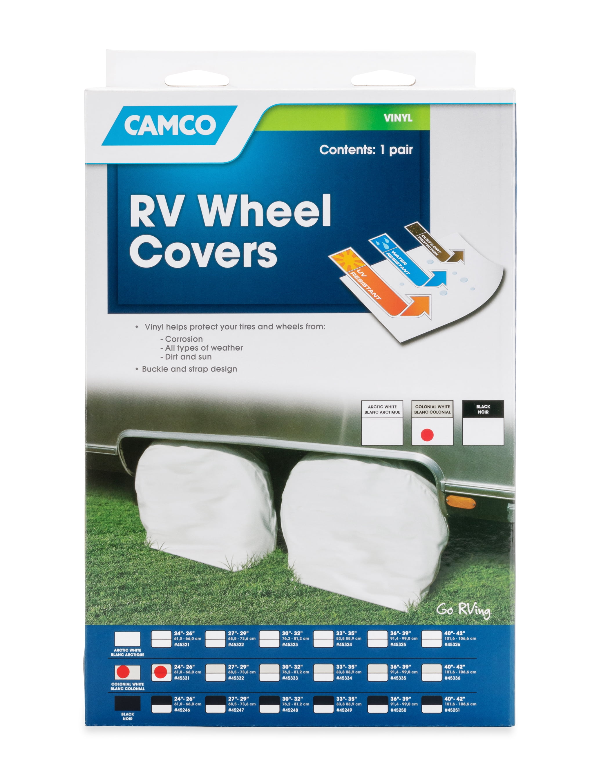 Cover,Wheel&Tire Protectors 24-26",ColWh Vinyl, Set/2 (E/F) - Walmart.com