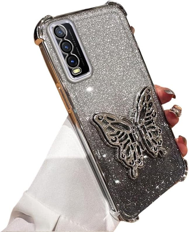 Cover for Y20 Case, with Foldable Glitter Butterfly Invisible Stand ...