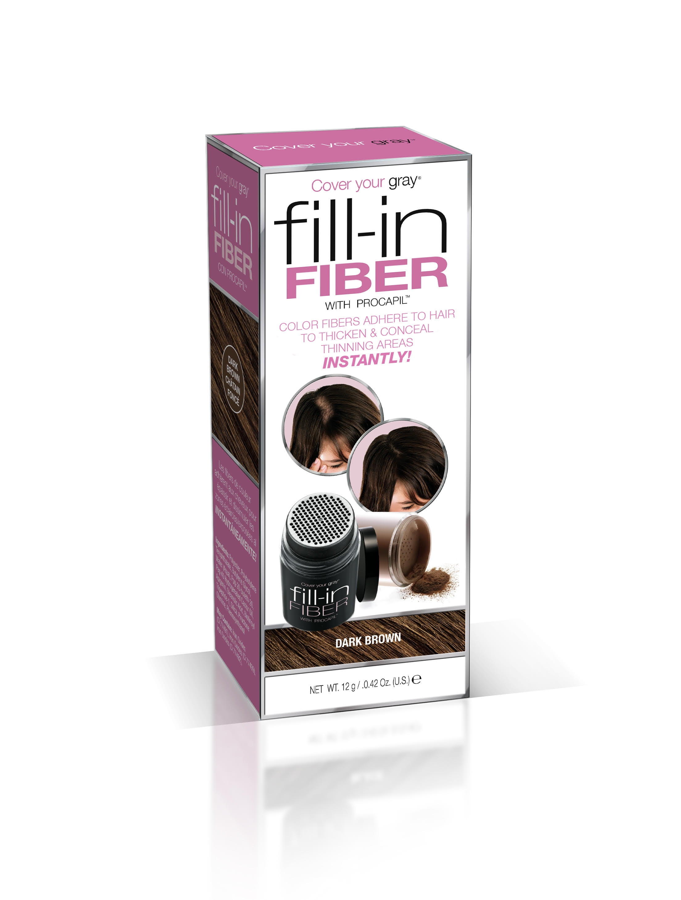 Cover Your Gray Pro Fill-In Fibers, Dark Brown, Hair Thickener for ...