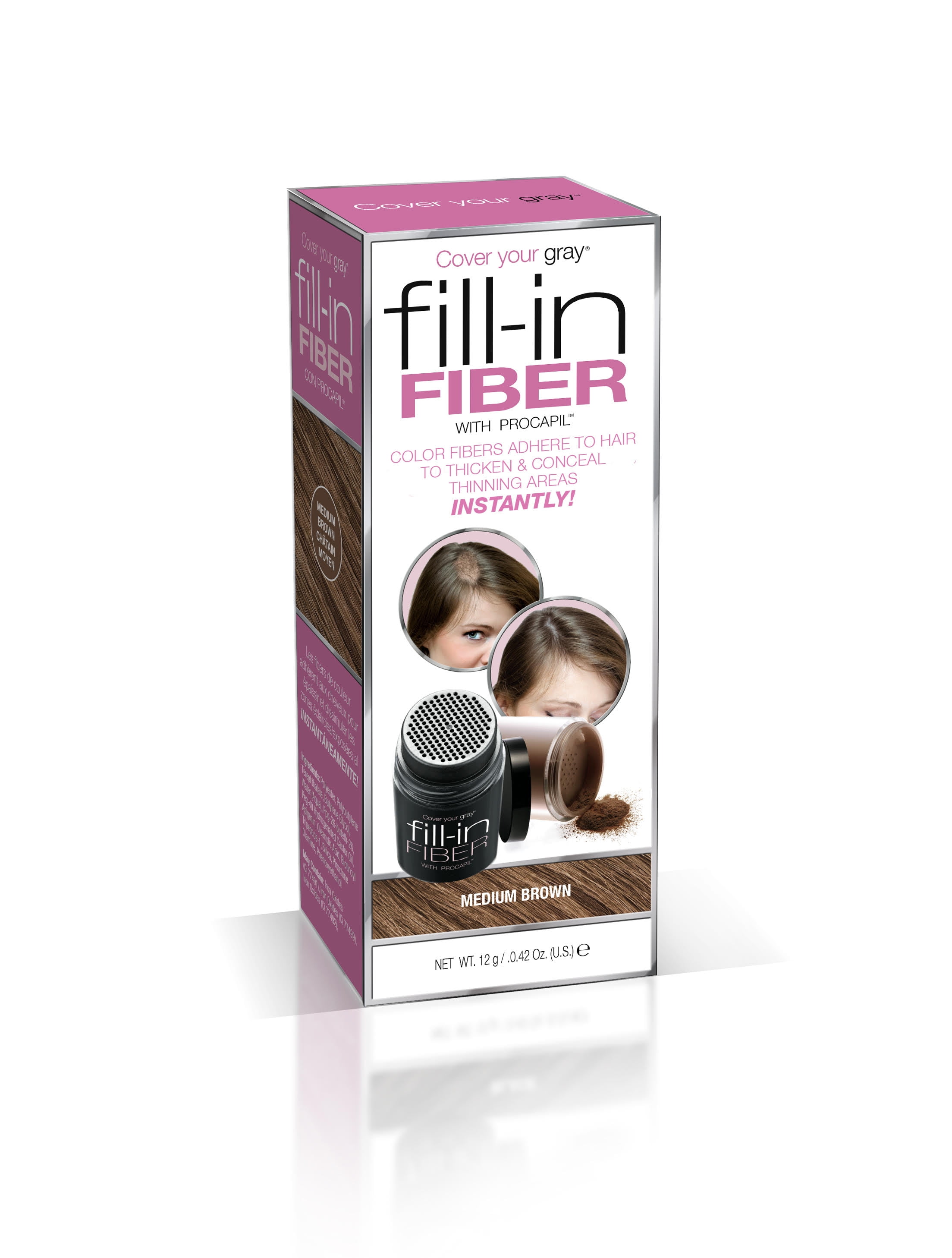 Cover Your Gray Pro Fill-In Fibers, Medium Brown, Conceals Bald Spots ...