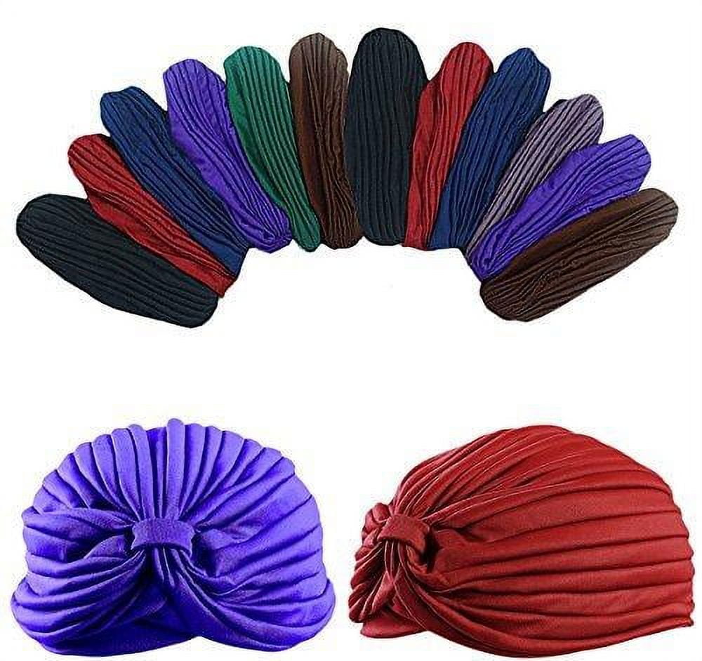 Cover Your Hair Dark-Colored Beautiful Pleated Turbans, Hair Covering ...