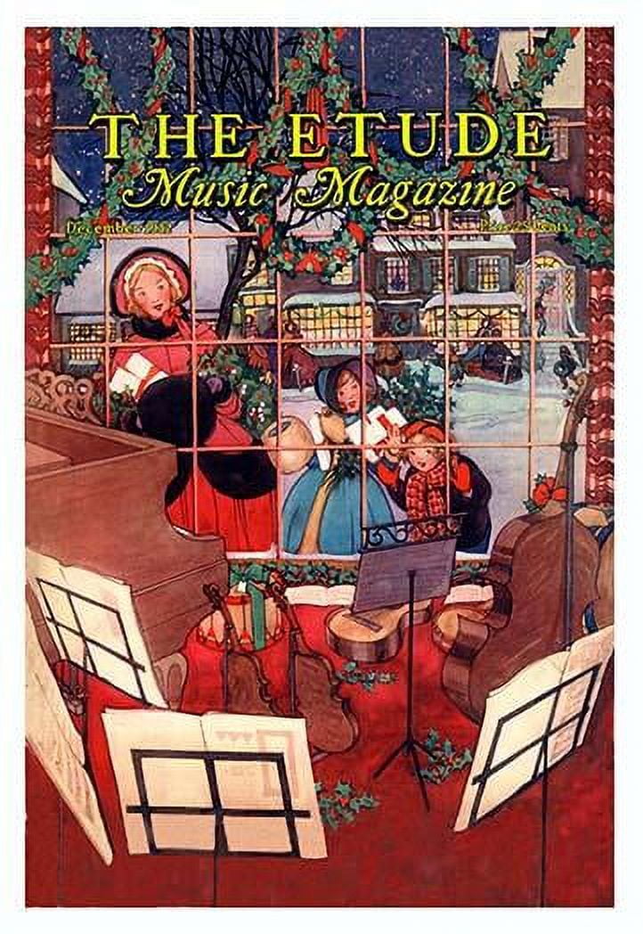 Cover art from the December 1932 issue of Etude magazine. A family ...