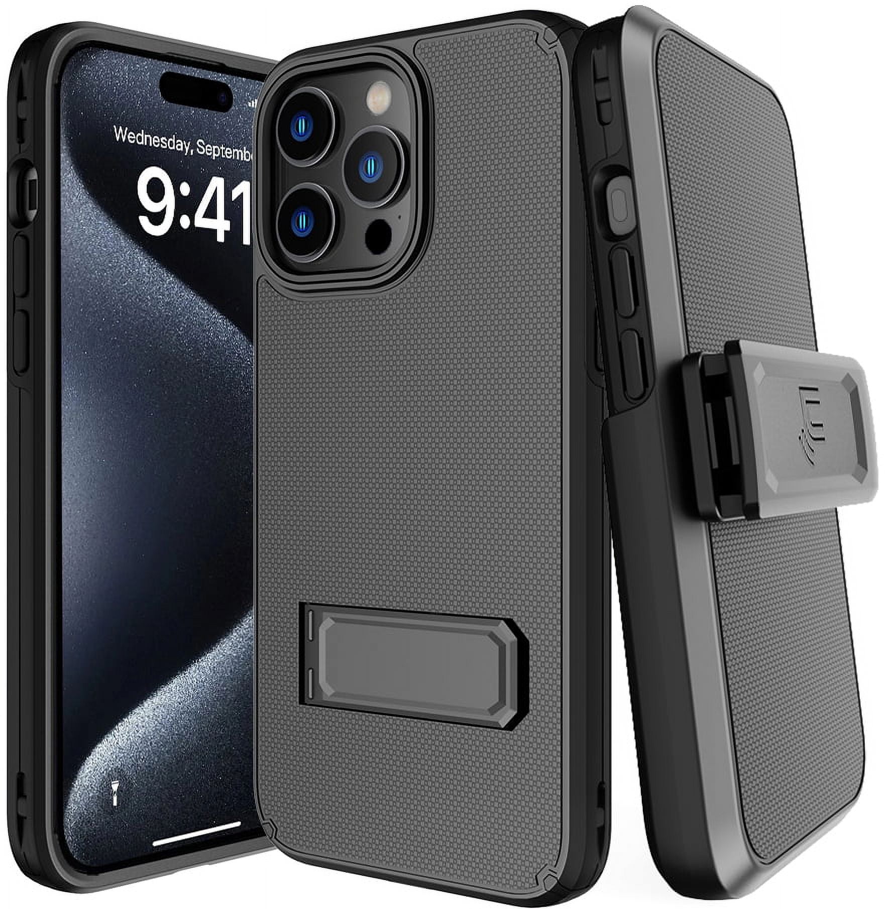 Cover with Clip for iPhone 15 Pro Max, Nakedcellphone Tough Hybrid ...