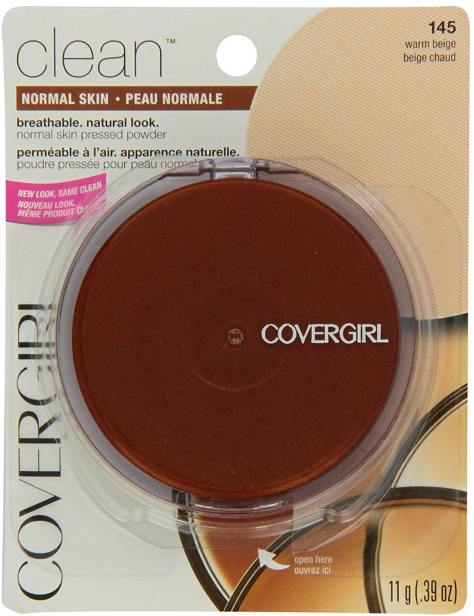 CoverGirl Clean Pressed Powder Compact, Warm Beige [145] 0.39 oz (Pack ...