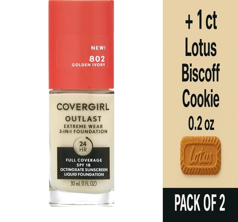 CoverGirl Outlast Extreme Wear 802 Golden Ivory Foundation 1 ct - Pack ...