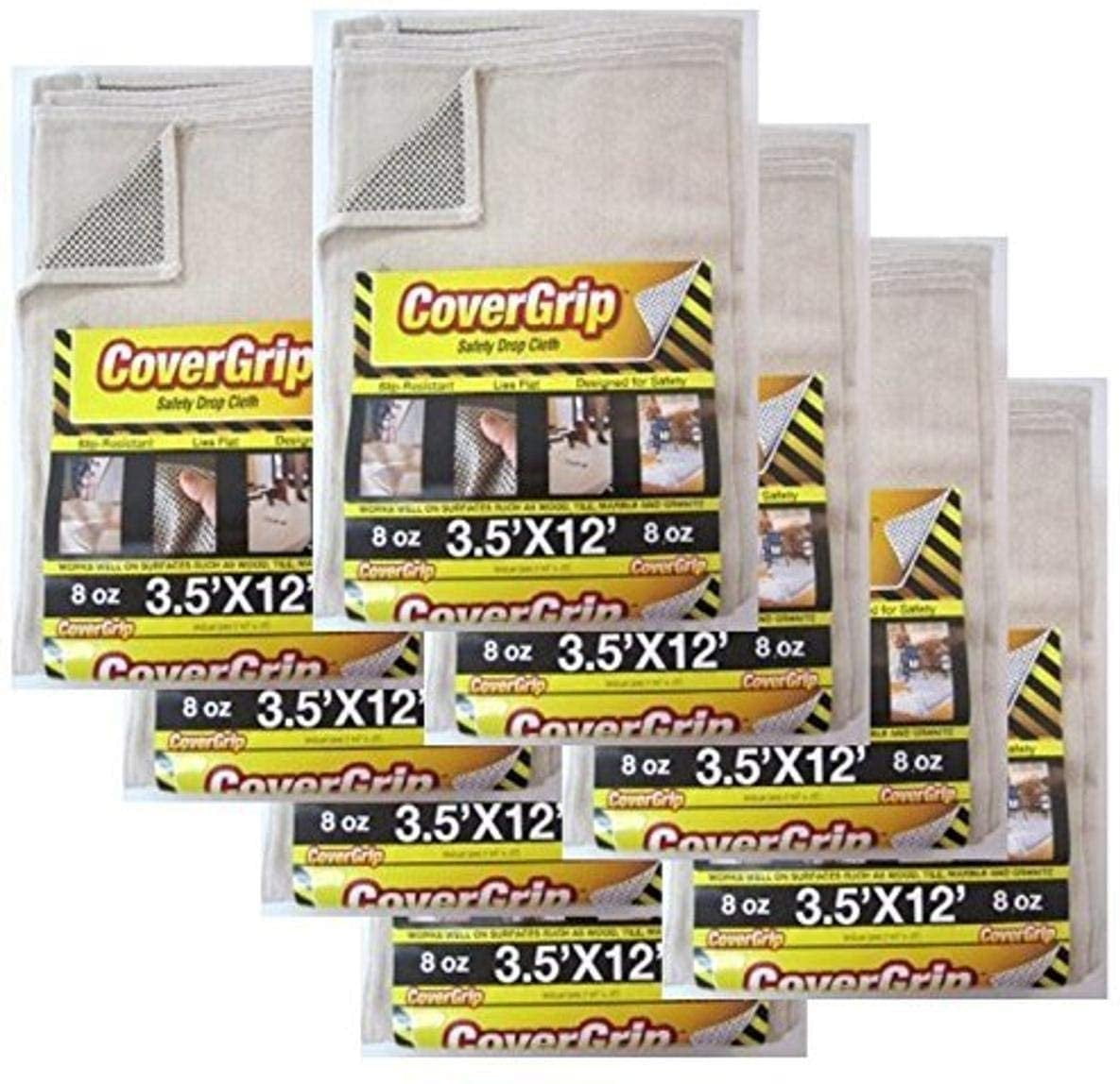 CoverGrip Canvas Safety Drop Cloth - Slip-Resistant - Pack of 8, 3.5 ...