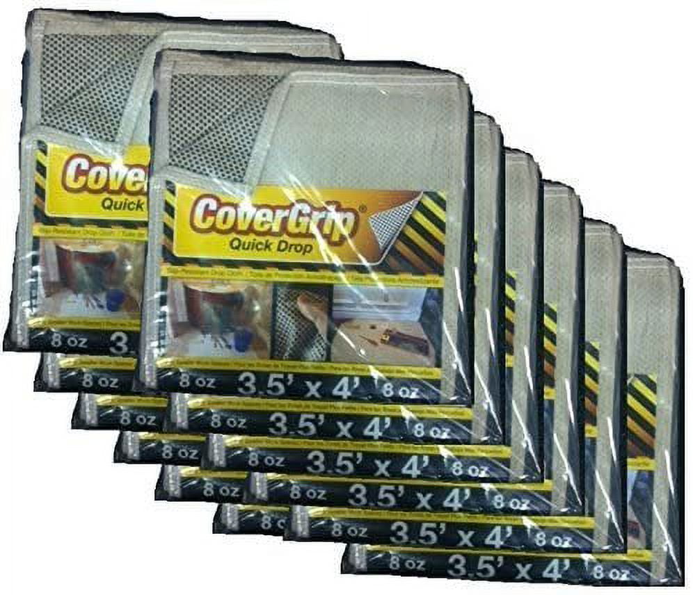 CoverGrip Quick Drop 8 Oz Canvas Safety Drop Cloth, 3.5' x 4', Pack of ...