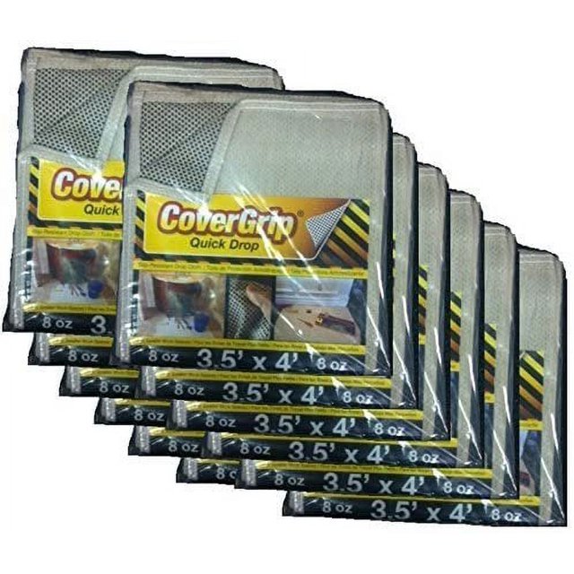 CoverGrip Quick Drop 8 Oz Canvas Safety Drop Cloth, 3.5' x 4', Pack of ...