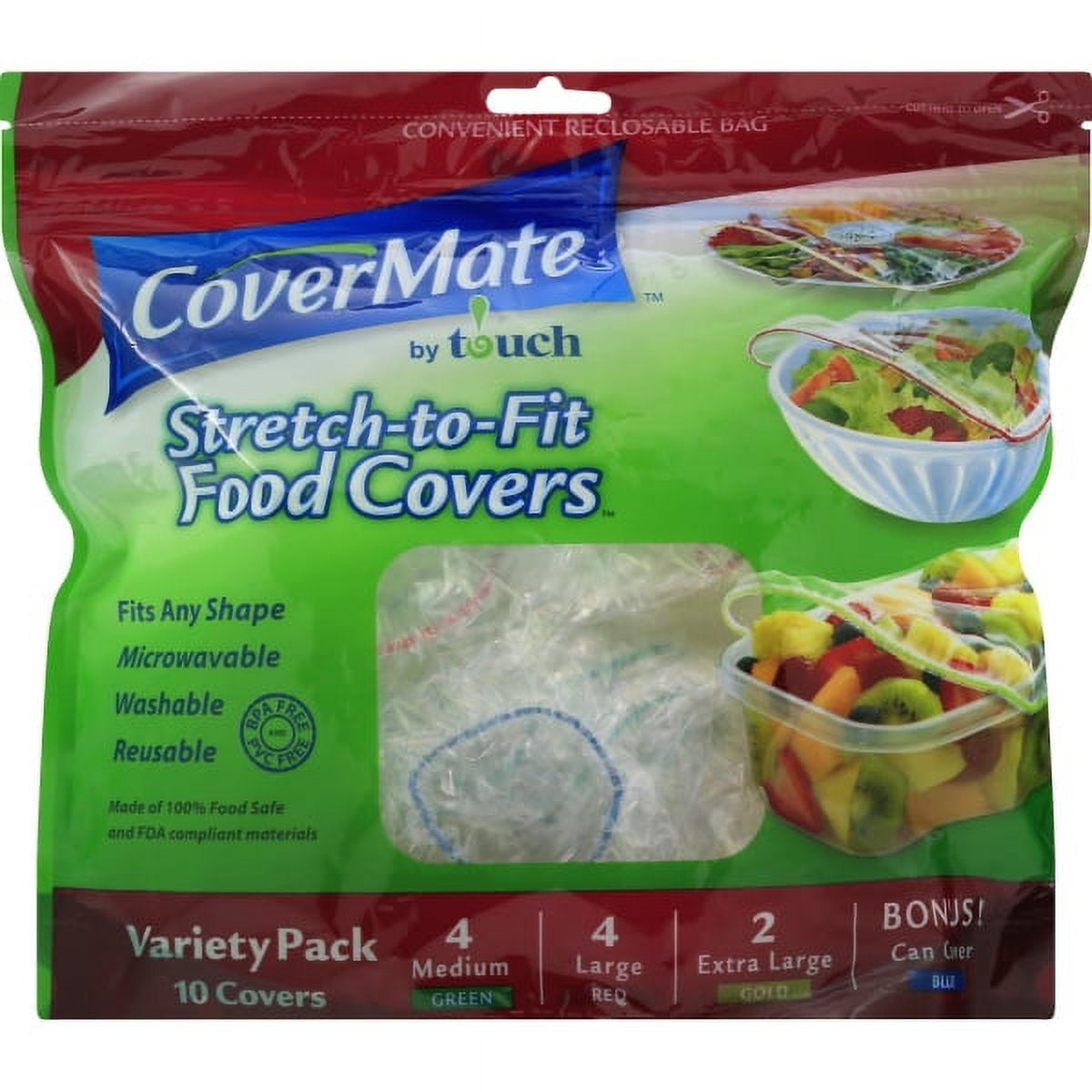 CoverMate Elastic Assorted Sizes Micro Wrap Stretchable Plastic Food ...