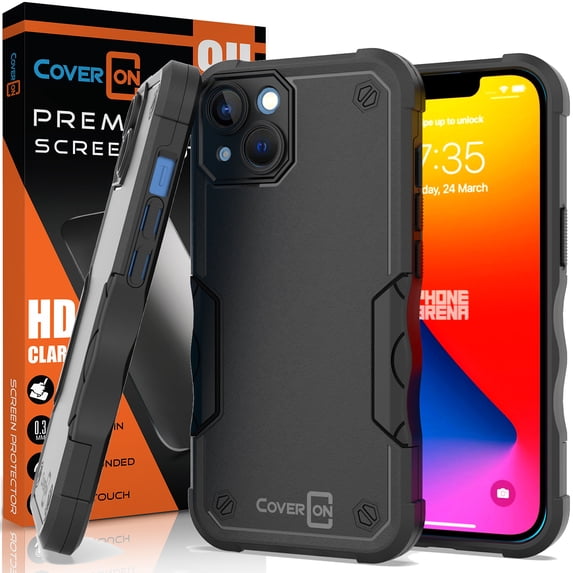 CoverON For Apple iPhone 14 Case with Screen Protector Tempered Glass ...