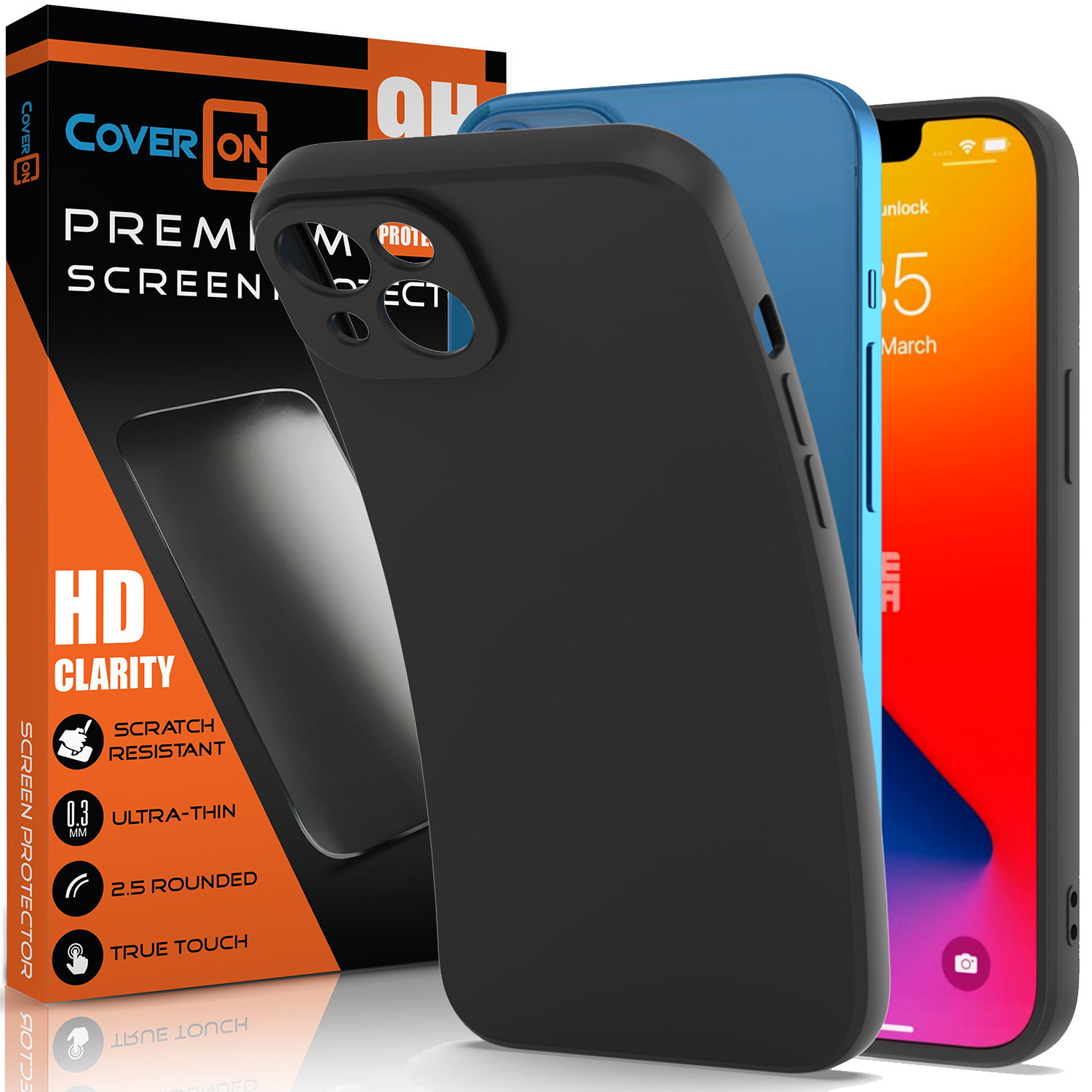 CoverON For Apple iPhone 14 Case with Screen Protector Tempered Glass ...