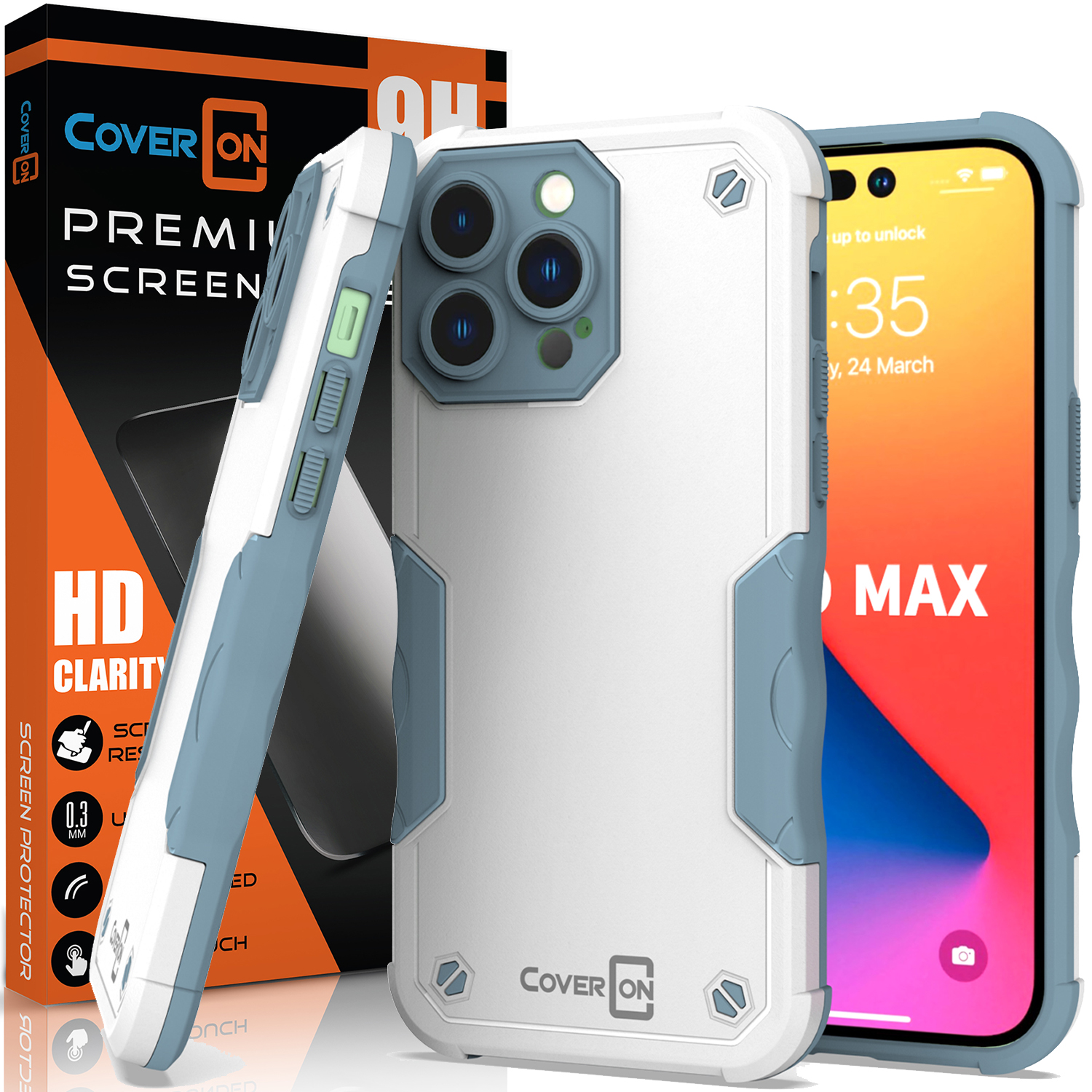 CoverON For Apple iPhone 14 Pro Phone Case with Screen Protector ...