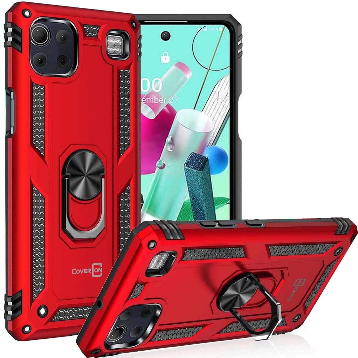 CoverON For LG K92 5G Ring Case, Kickstand Rugged Phone Cover Magnetic ...