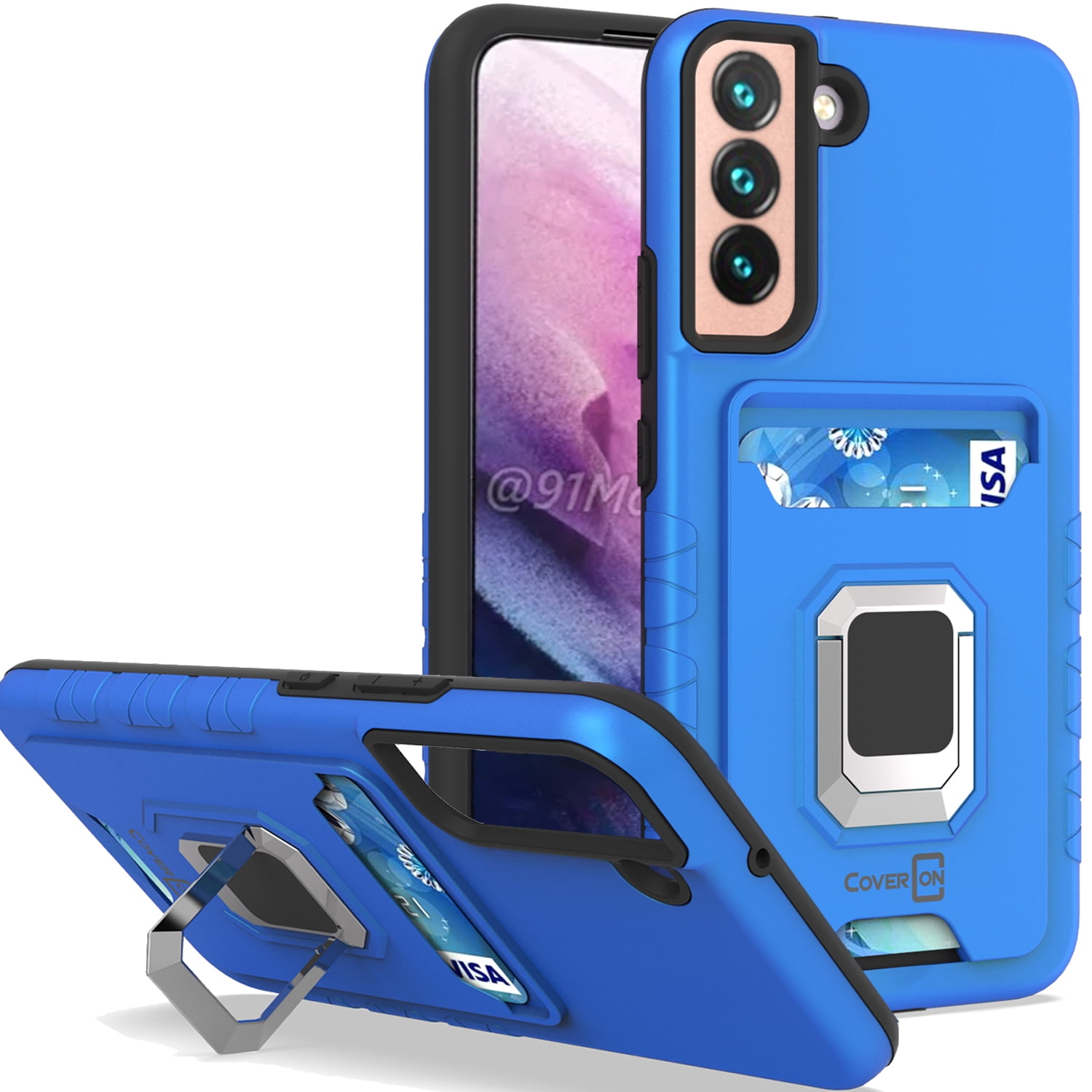 CoverON For Samsung Galaxy S22 Case, KickStand Ring Credit Card slot ...