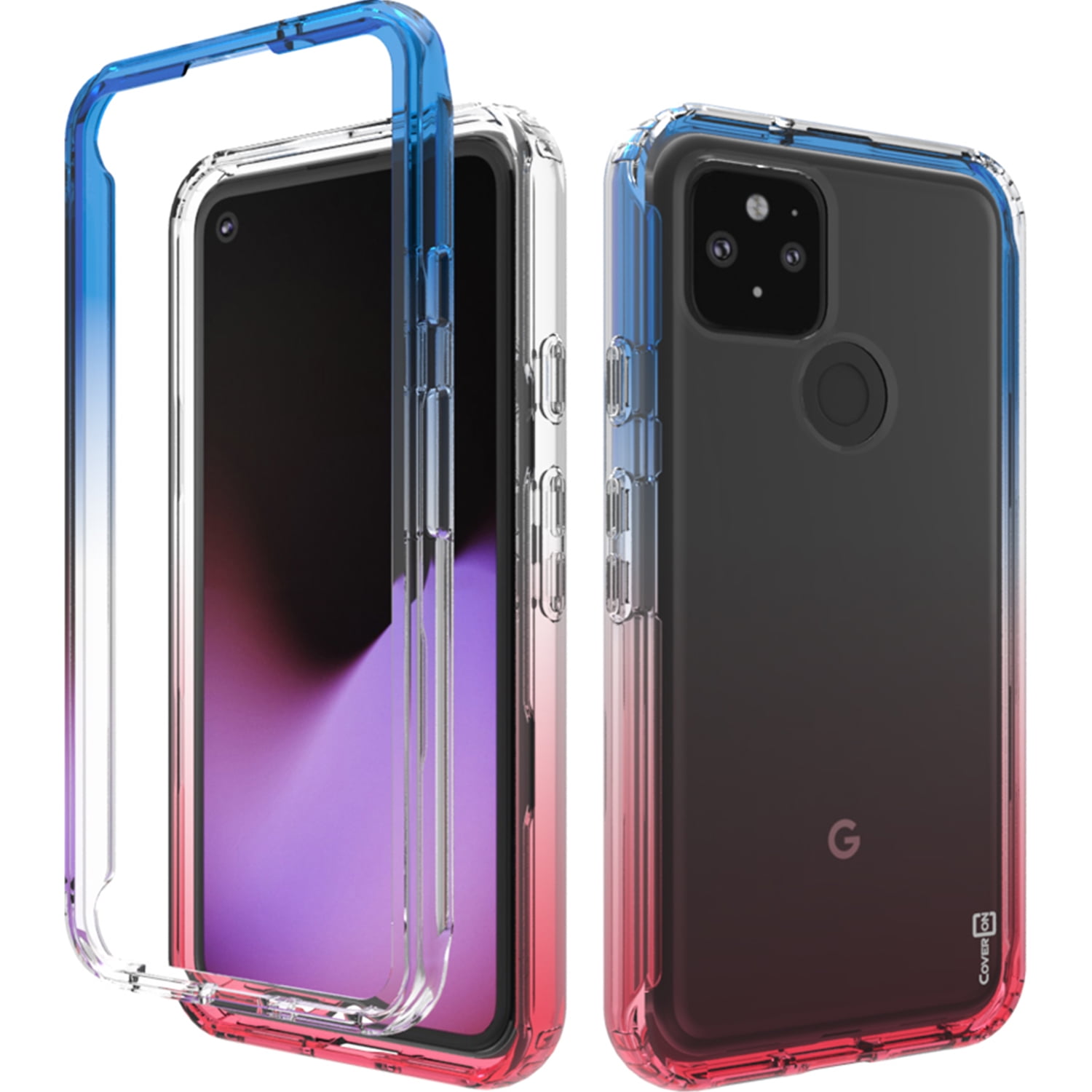 CoverON Google Pixel 5 Phone Case, Gradient Heavy Duty Clear Full Body ...
