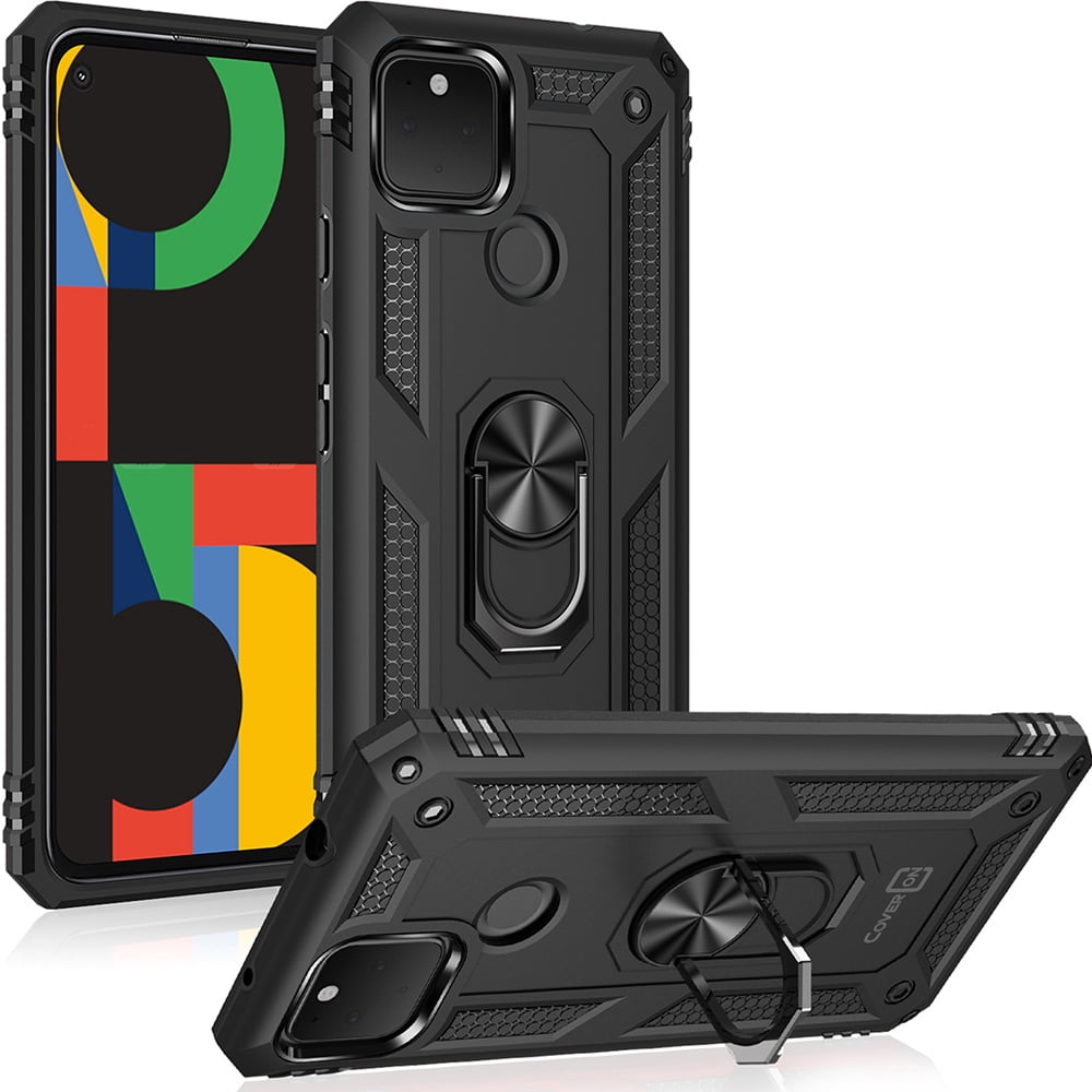CoverON Google Pixel 5 Ring Case, Kickstand Rugged Phone Cover Magnetic ...