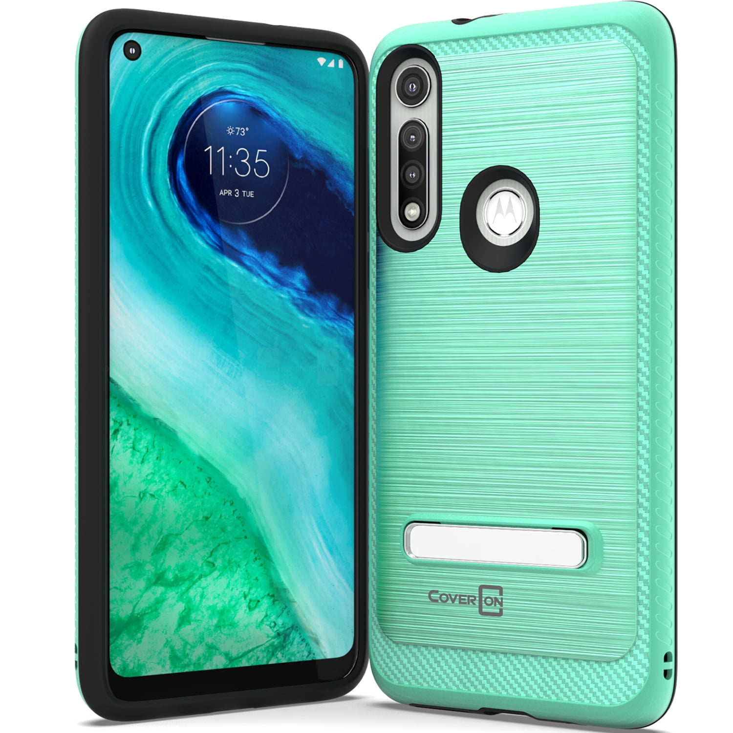 CoverON Motorola Moto G Fast Phone Case, Slim Metal Kickstand Rugged ...